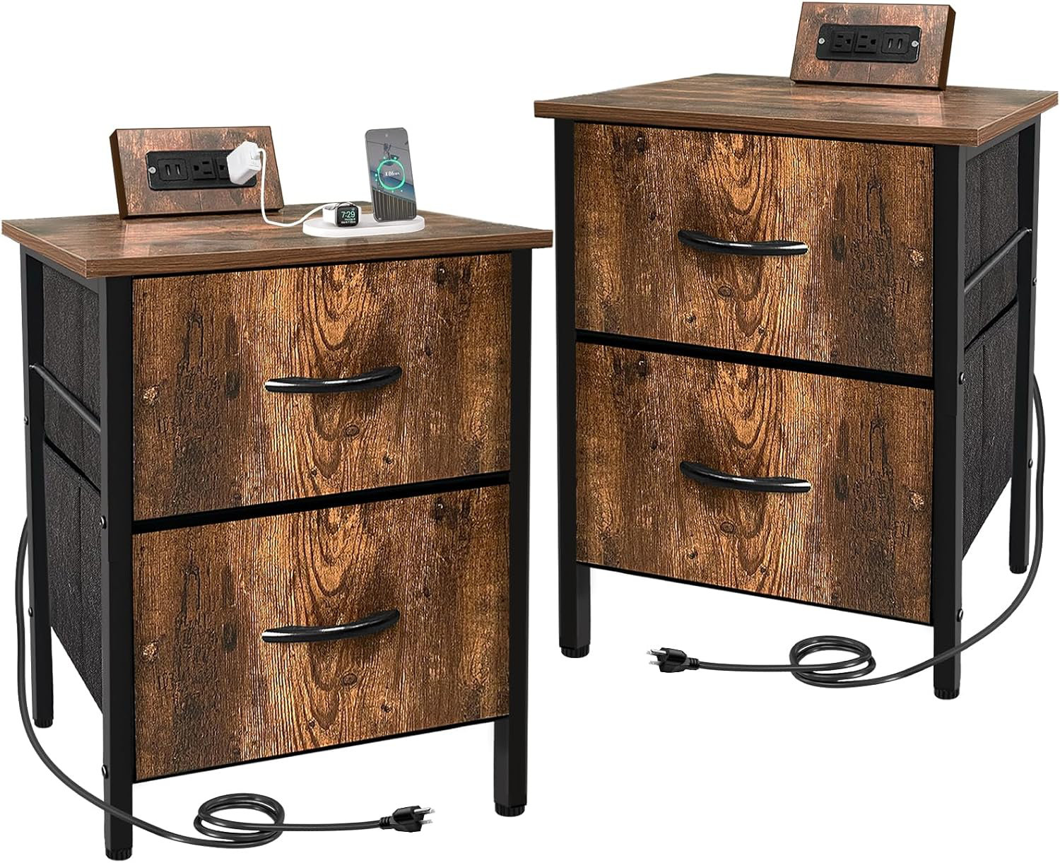 Wayfair Nightstand With Charging Station Set Of 2 - Bedside Furniture ...