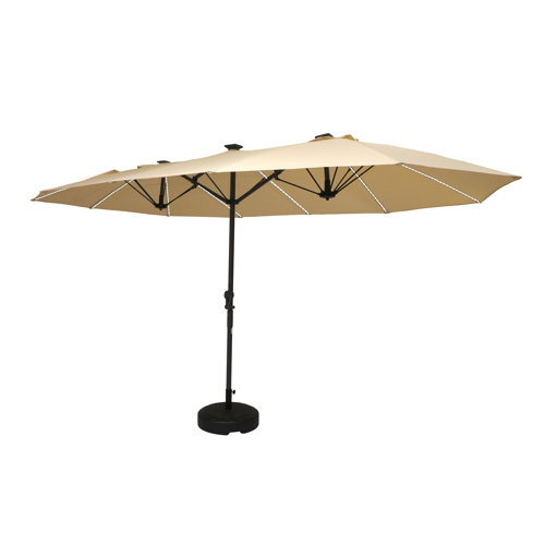 Arlmont & Co. Nyele 180'' x 108'' Rectangular Lighted Market Umbrella ...