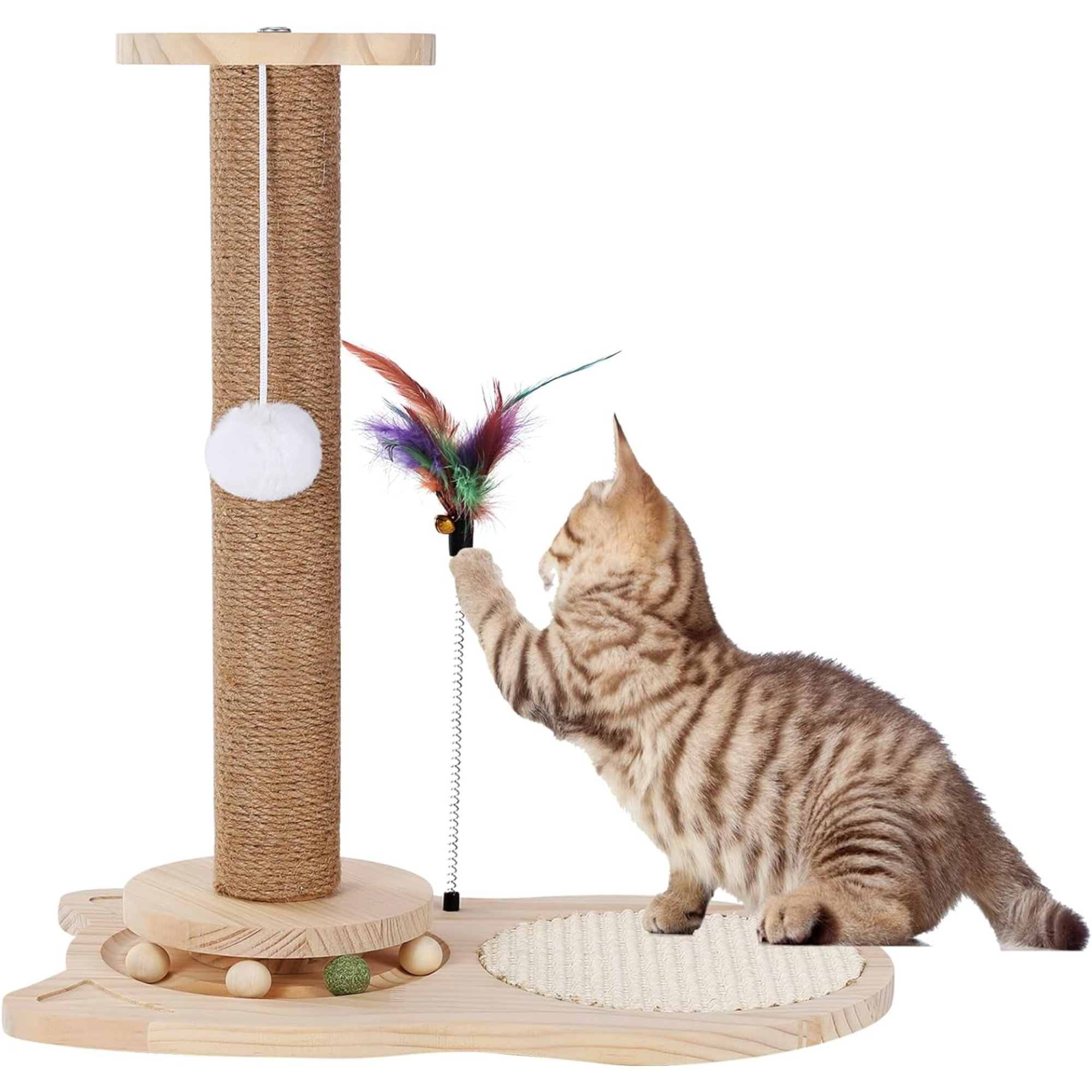 Tucker Murphy Pet™ Cat Toy,Cat Scratching Post For Indoor Cats,Natural Sisal Pad And Cat Tree, 5 ...