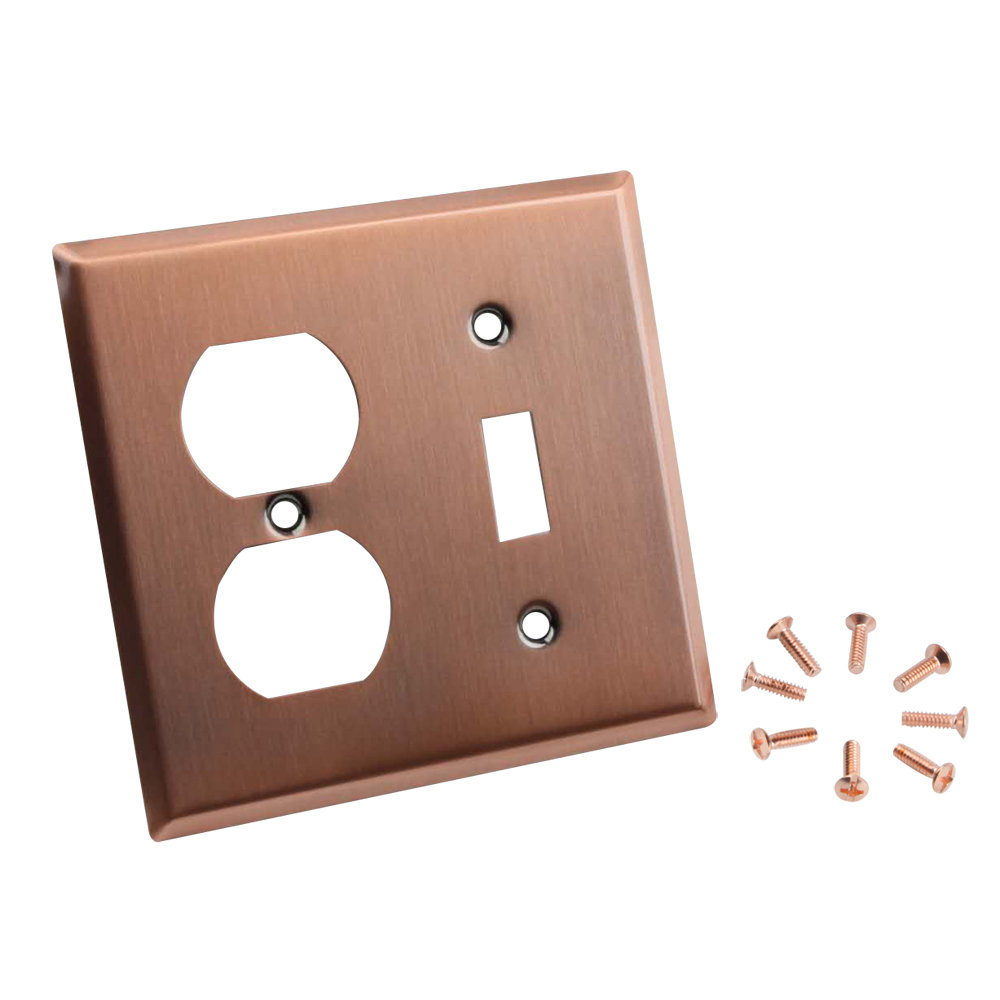 Akicon 2-Gang Toggle Light Switch / Duplex Outlet Combination Wall ...