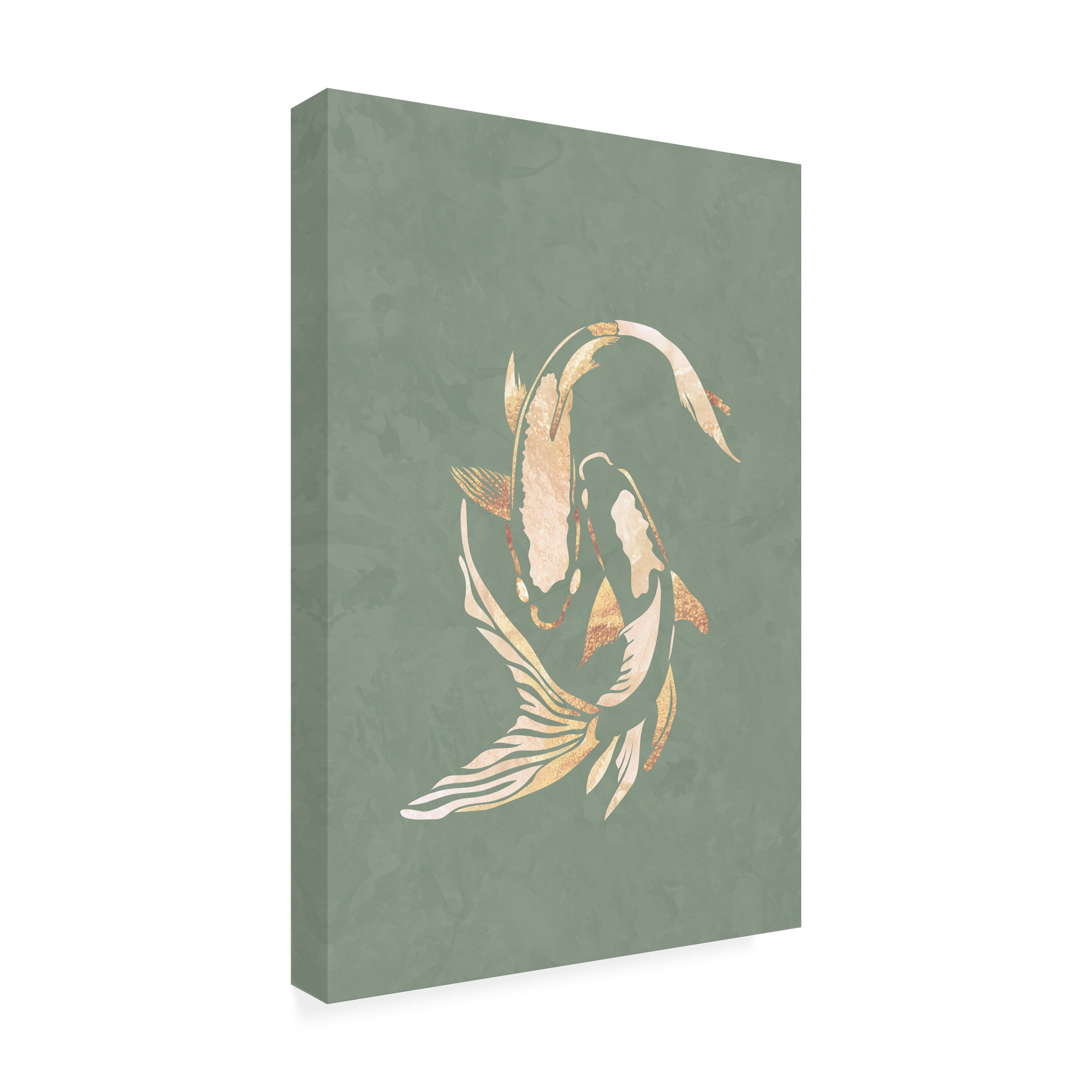 Bay Isle Home™ Sage Green Gold Koi Fish 1 On Canvas by Sarah Manovski ...
