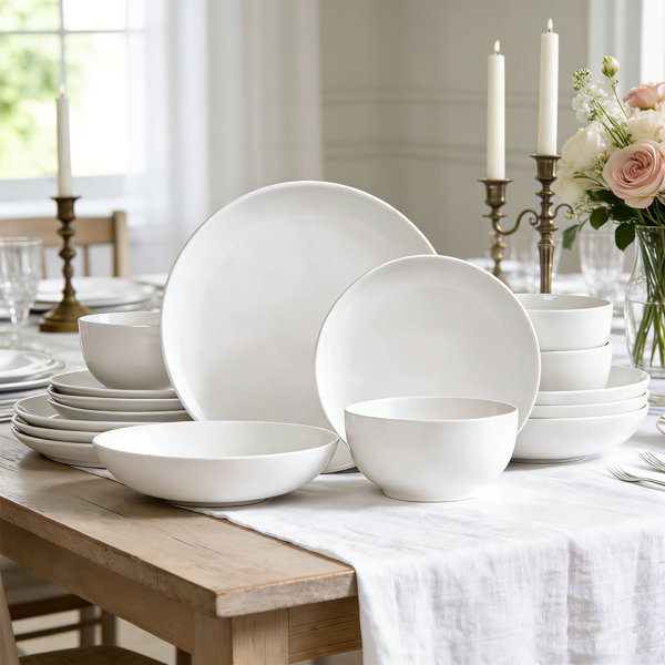 Basics by Wayfair™ Pure 16-Piece Stoneware Dinnerware Set - Service For ...