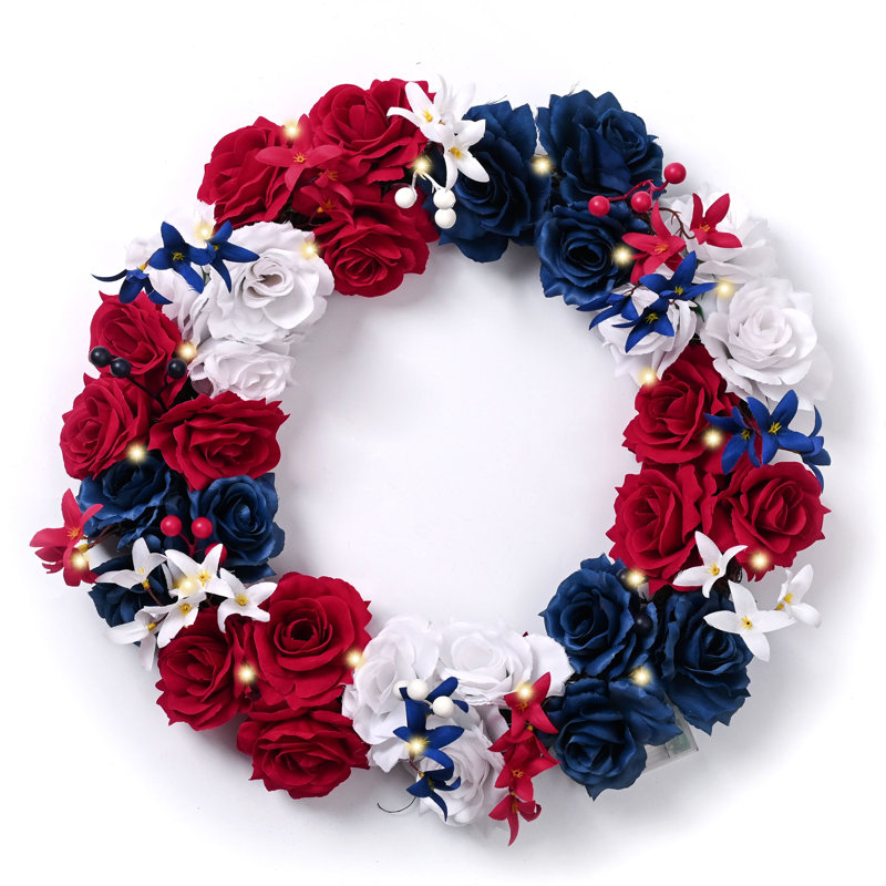The Holiday Aisle® 22 Inch Lighted 4th of July Independence Day Rose ...