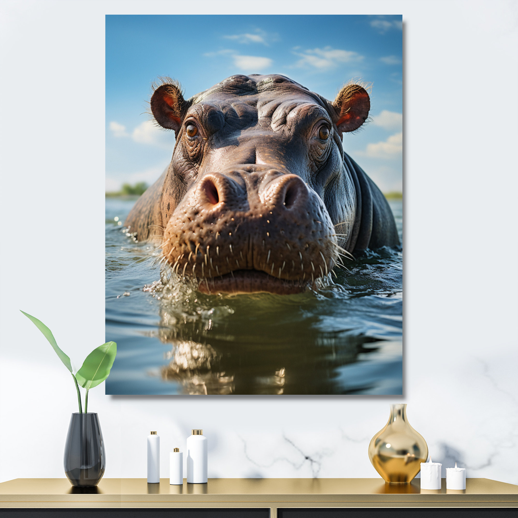 Latitude Run® Bahiyah Animal Hippopotamus Selfy II - Print | Wayfair