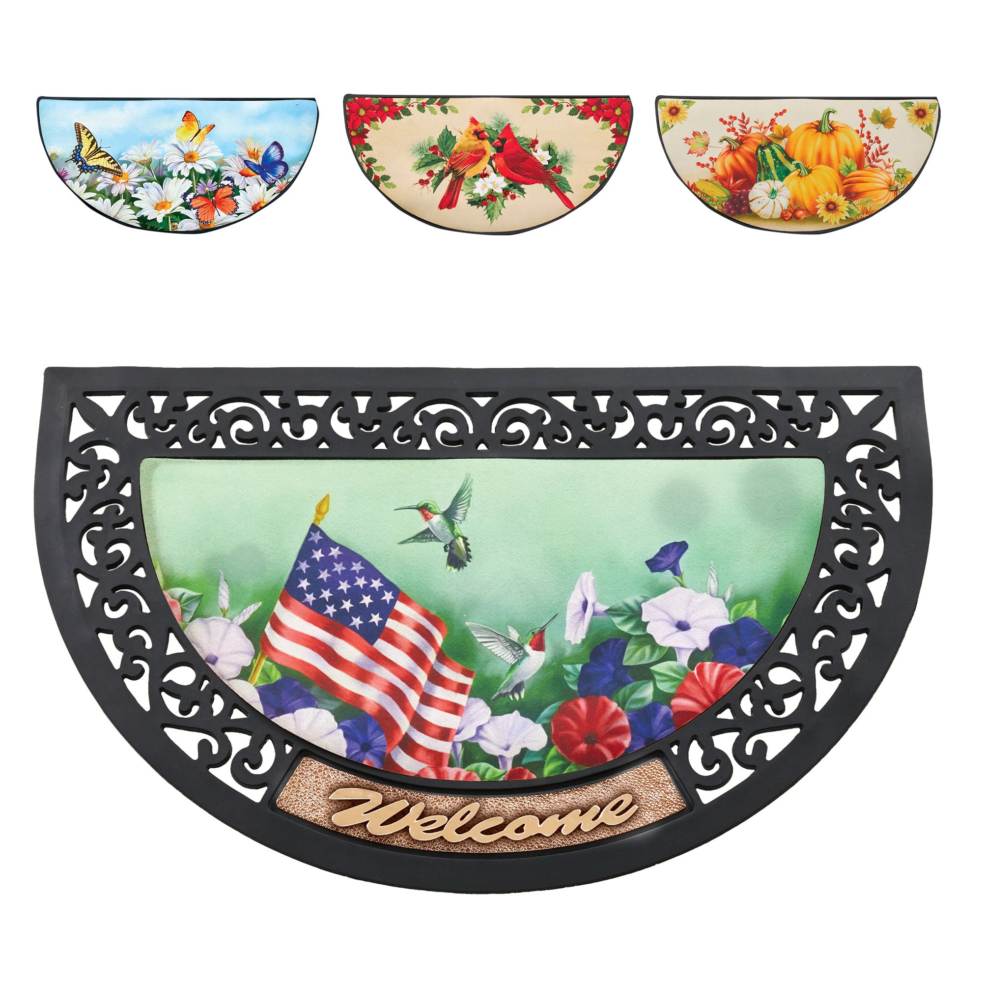 The Holiday Aisle® Interchangeable Season Slice-Shaped Welcome Mat ...