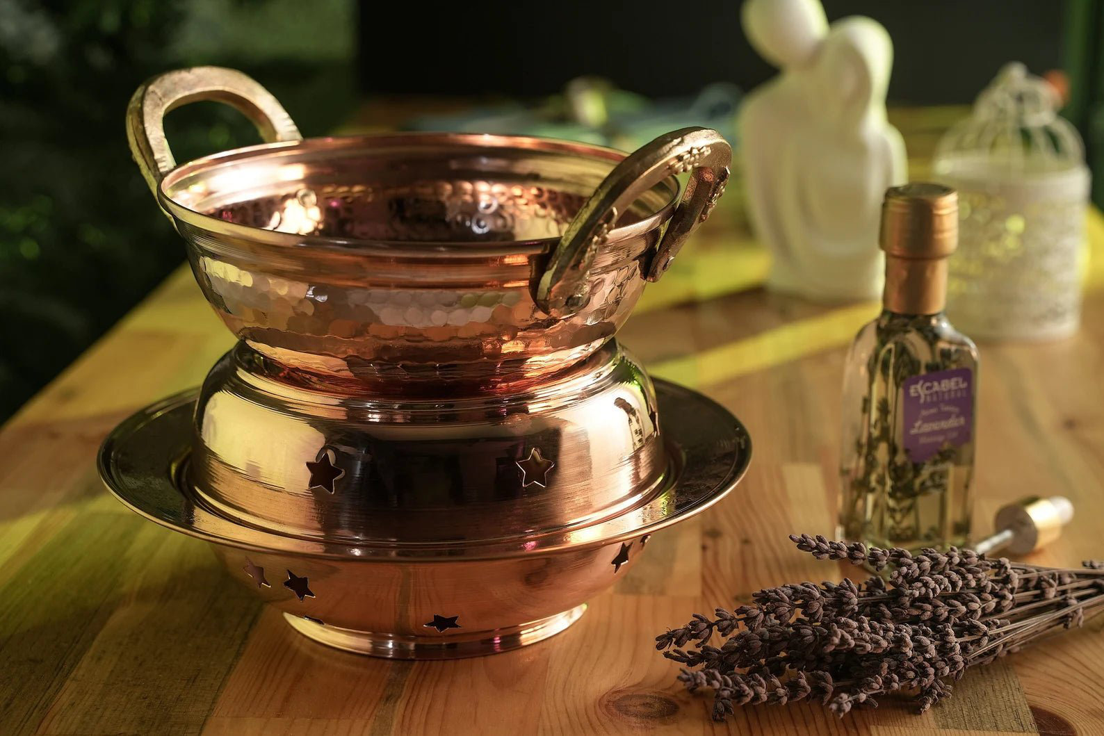 ALFIQ Solid Copper Massage Oil Warmer Pot Set – Ayurveda Therapy Spa ...