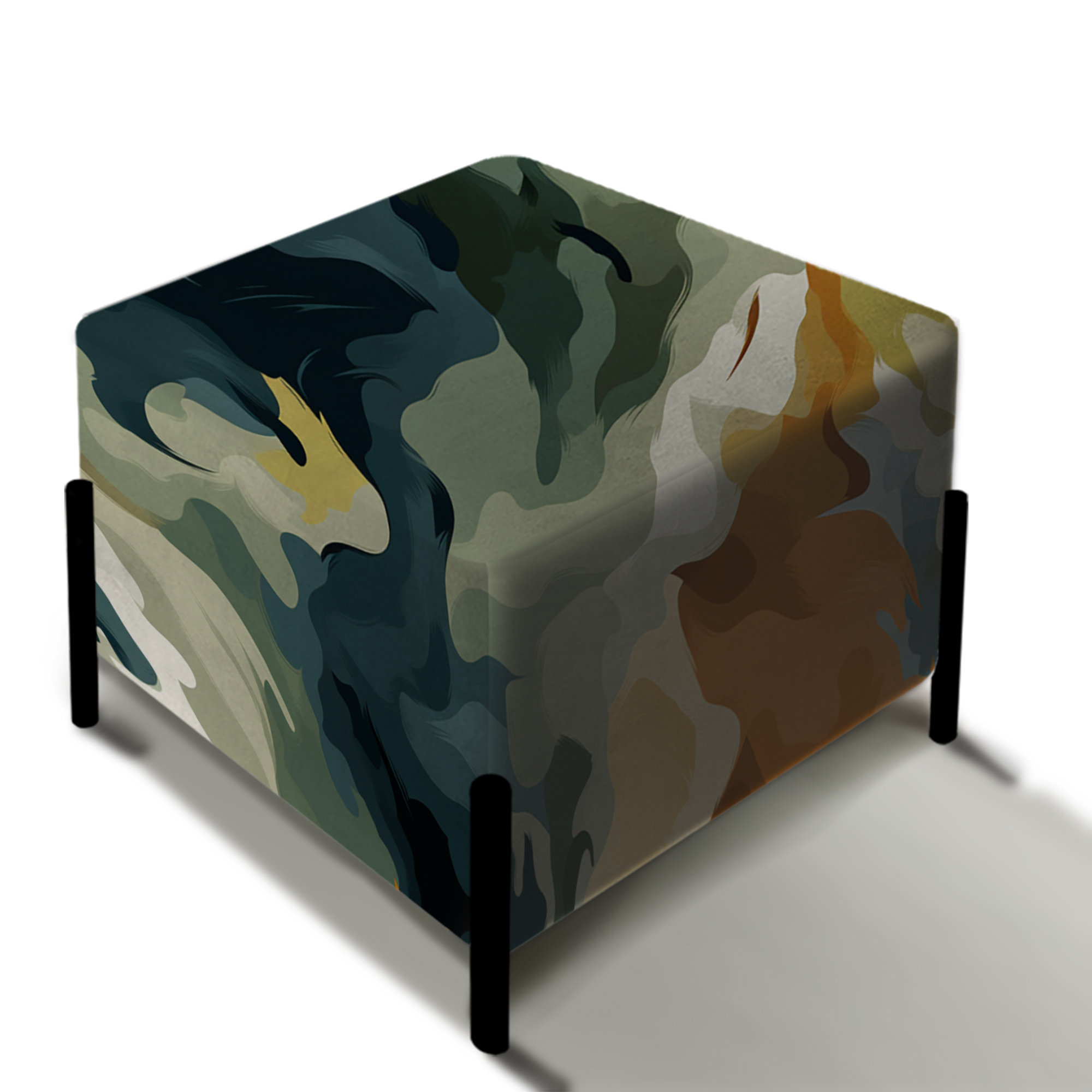 Design Art Artistic Concealment - Camouflage Square Ottoman | Wayfair