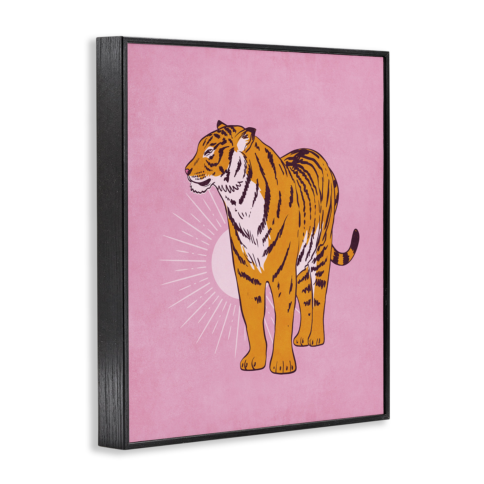 Stupell Industries Preppy Tiger Standing Black Framed Giclee Art by ...