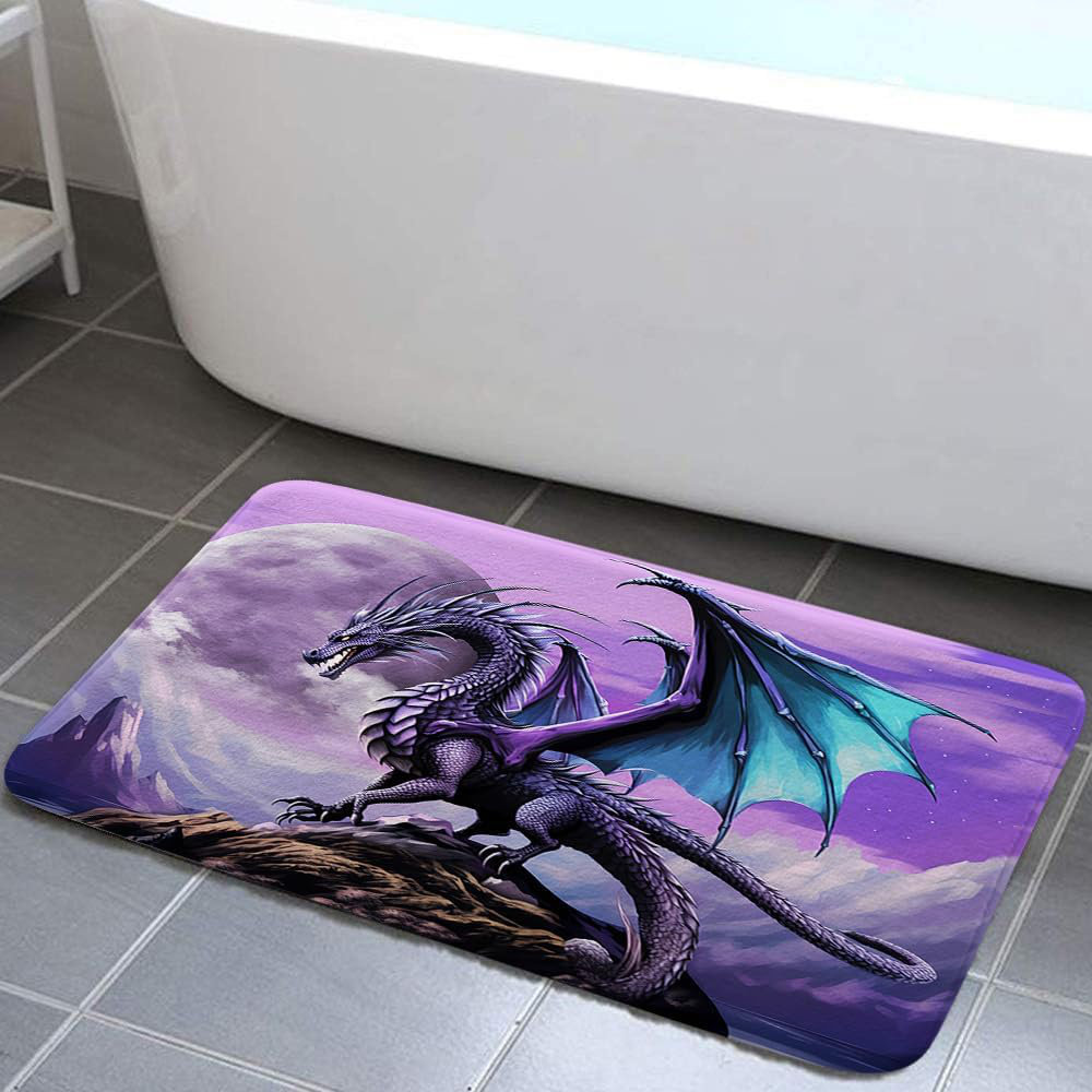 Trinx Medieval Fantasy Bath Rugs For Bathroom, Purple Dragon Bath Mat ...