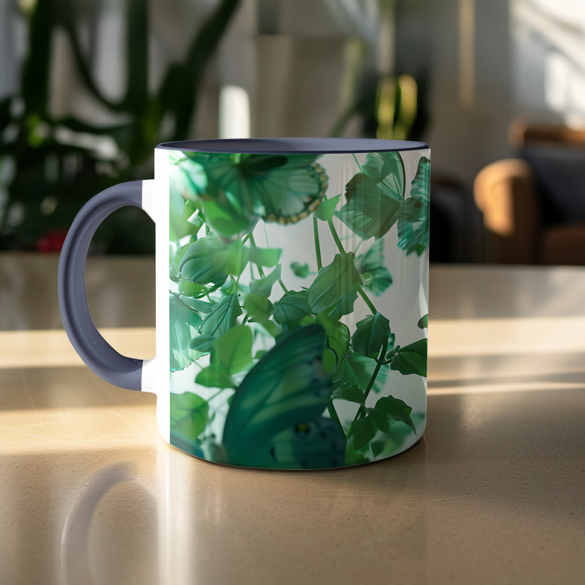 East Urban Home Butterfly Design 11oz Accent Mug – White Ceramic Coffee ...