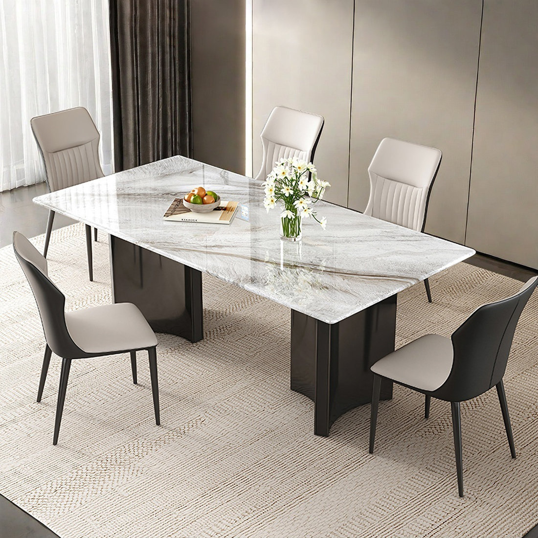 ALLNICEDT Modern Simple Microlite Rectangular Dining Tables | Wayfair