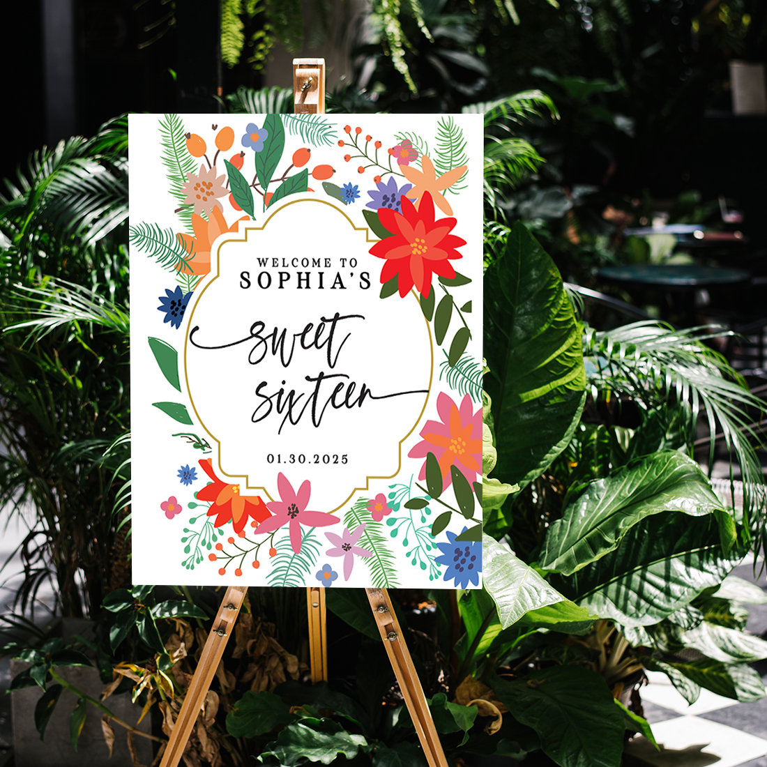 Koyal Wholesale Large Custom Sweet 16 Welcome Sign, Colorful Abstract ...