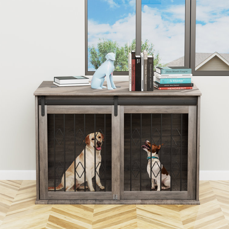 Tucker Murphy Pet™ Large Dog Crate Furniture W/Sliding Barn Door ...