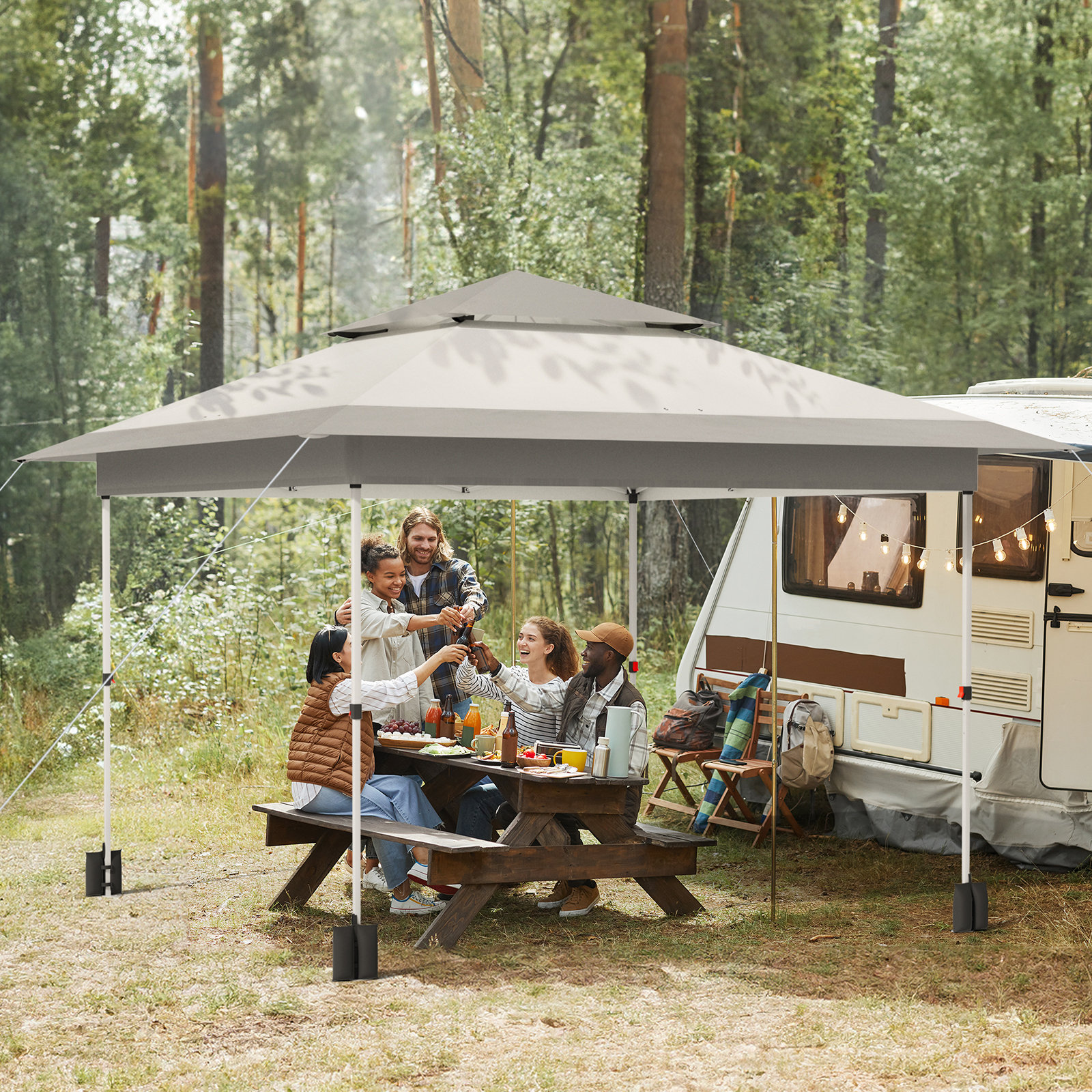 Pirecart Easy Set-Up Canopy Tent, Instant Outdoor Straight Leg Canopy W ...