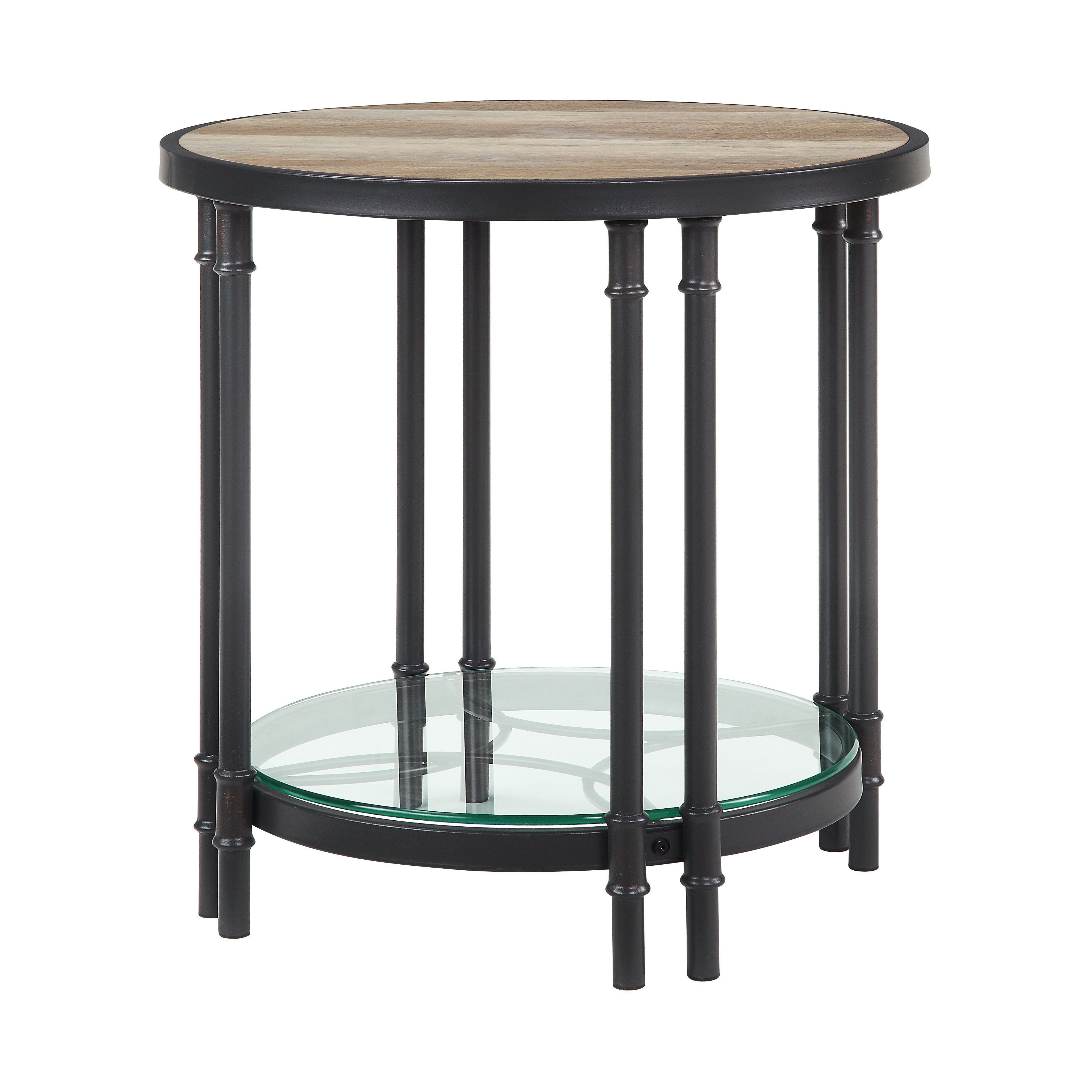 17 Stories 24.5'' Tall End Table with Glass Shelf in Oak and Sandy ...