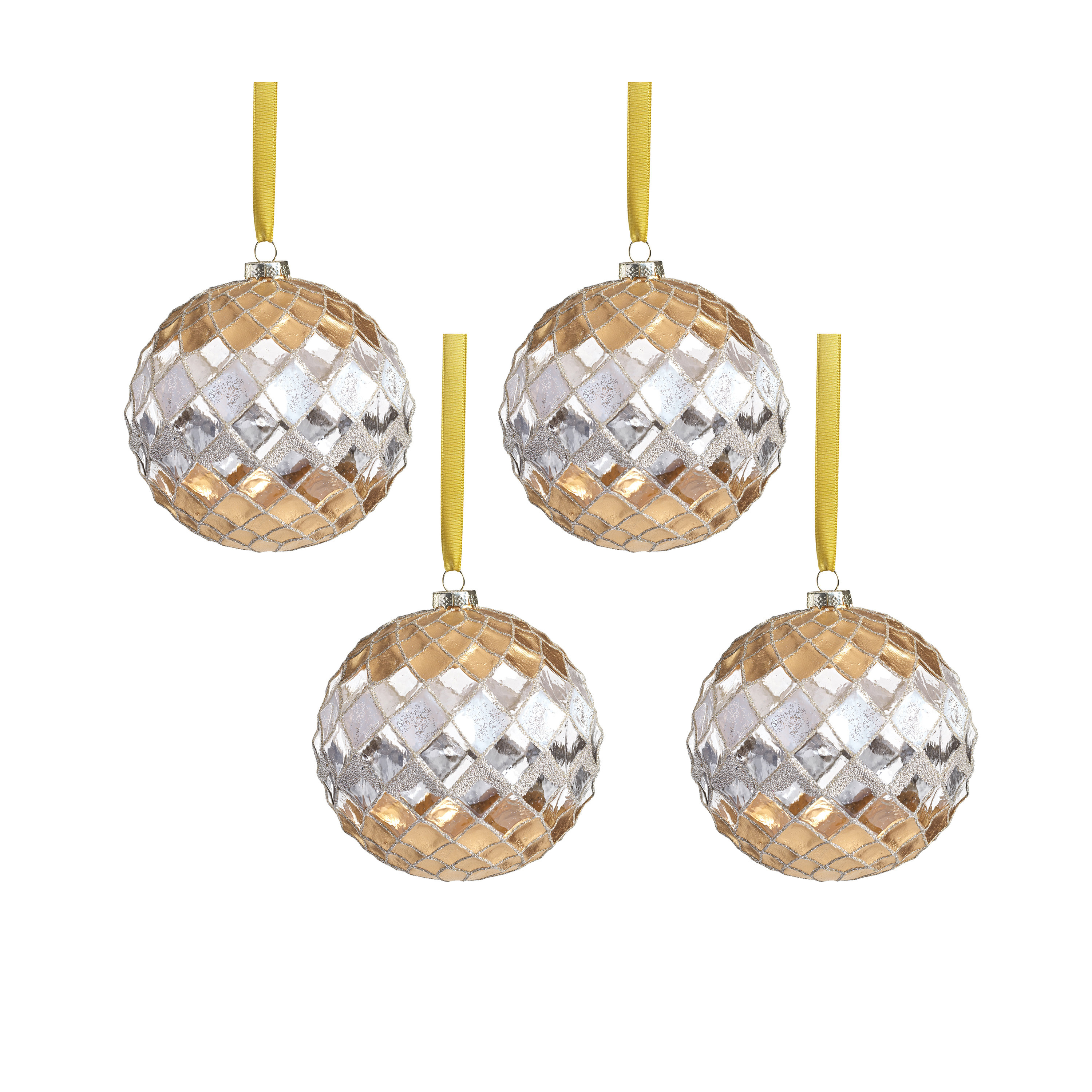 Everly Quinn Astral Harlequin 4.75" Glass Ball Ornaments, Set of 4 ...