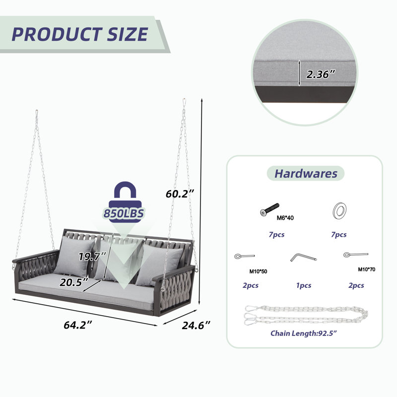 Arlmont & Co. Tarnum Porch Swing | Wayfair