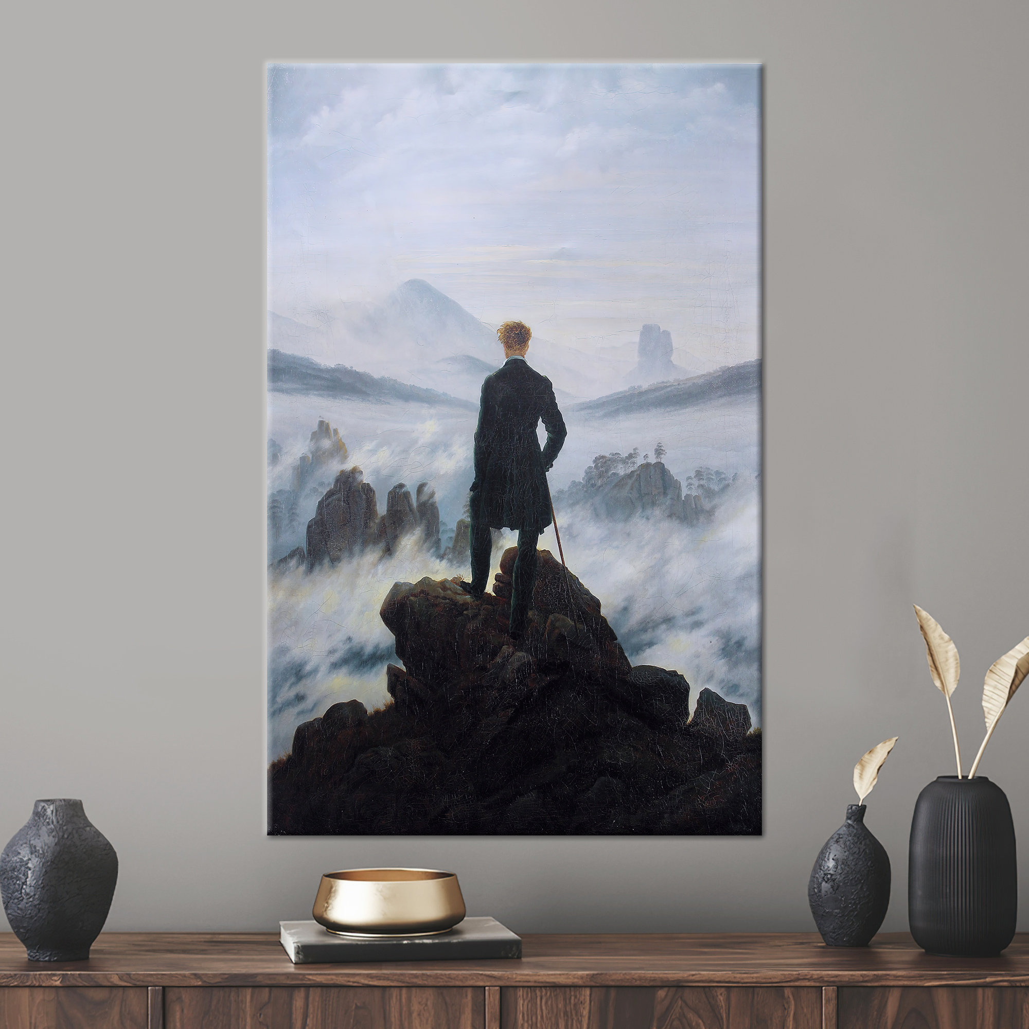 Ebern Designs Wanderer Above the Sea of Fog Canvas Art, Famous Wall Art ...