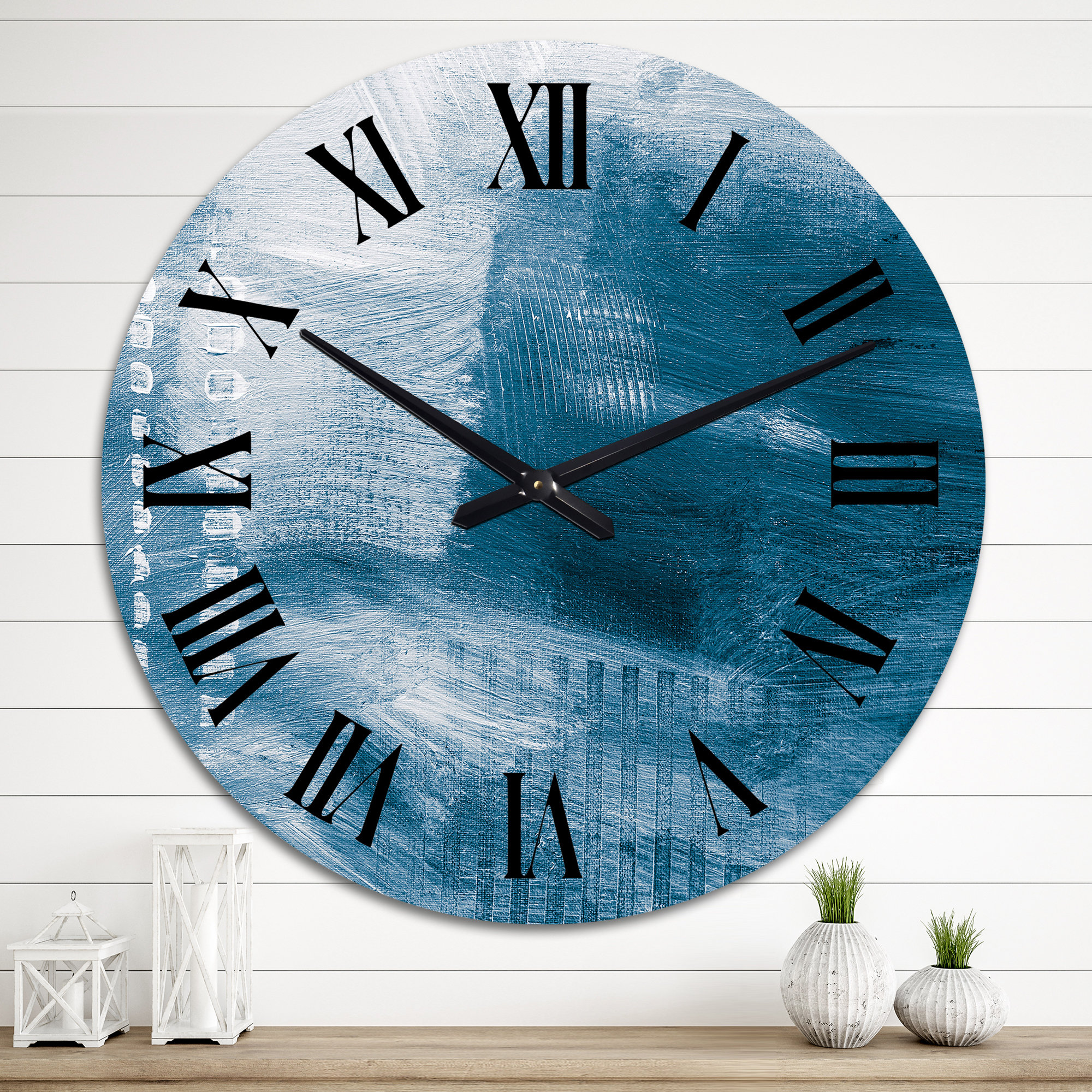 East Urban Home Shades of Creative Blue - Modern Wall Clock | Wayfair