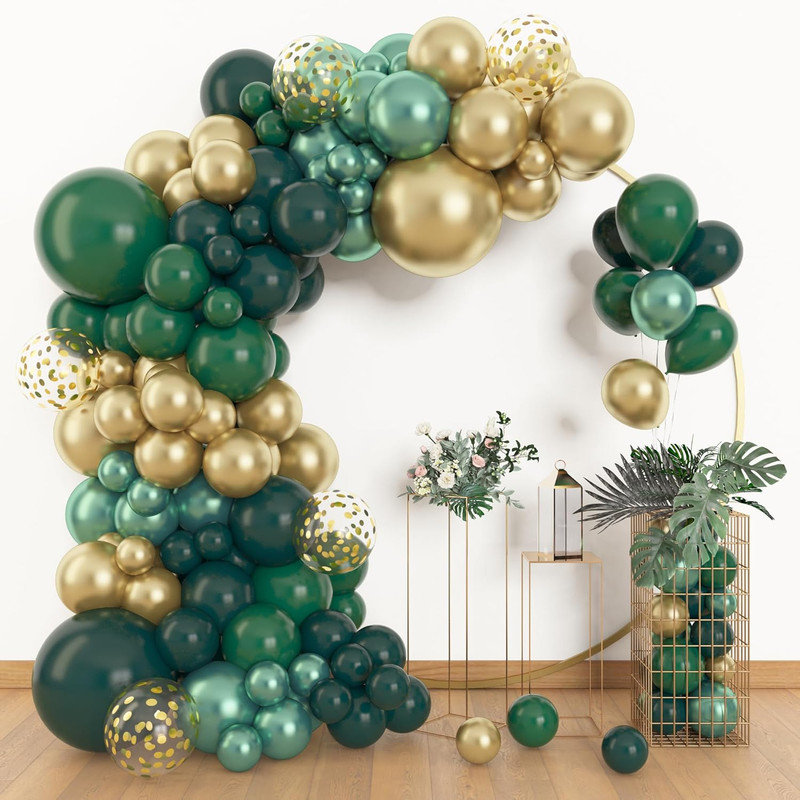 Latitude Run® 153pcs Green and Gold Balloon Garland Arch Kit | Wayfair