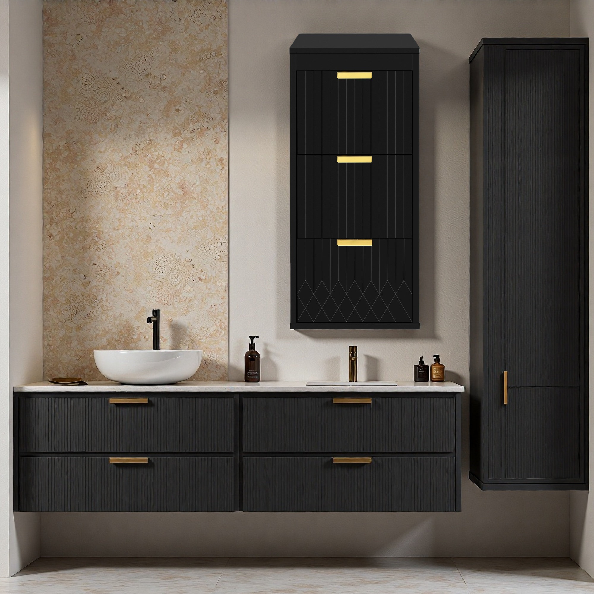 Rebrilliant Wall Mounted Floating Cabinet W/Decor Line, 12Inch Side ...