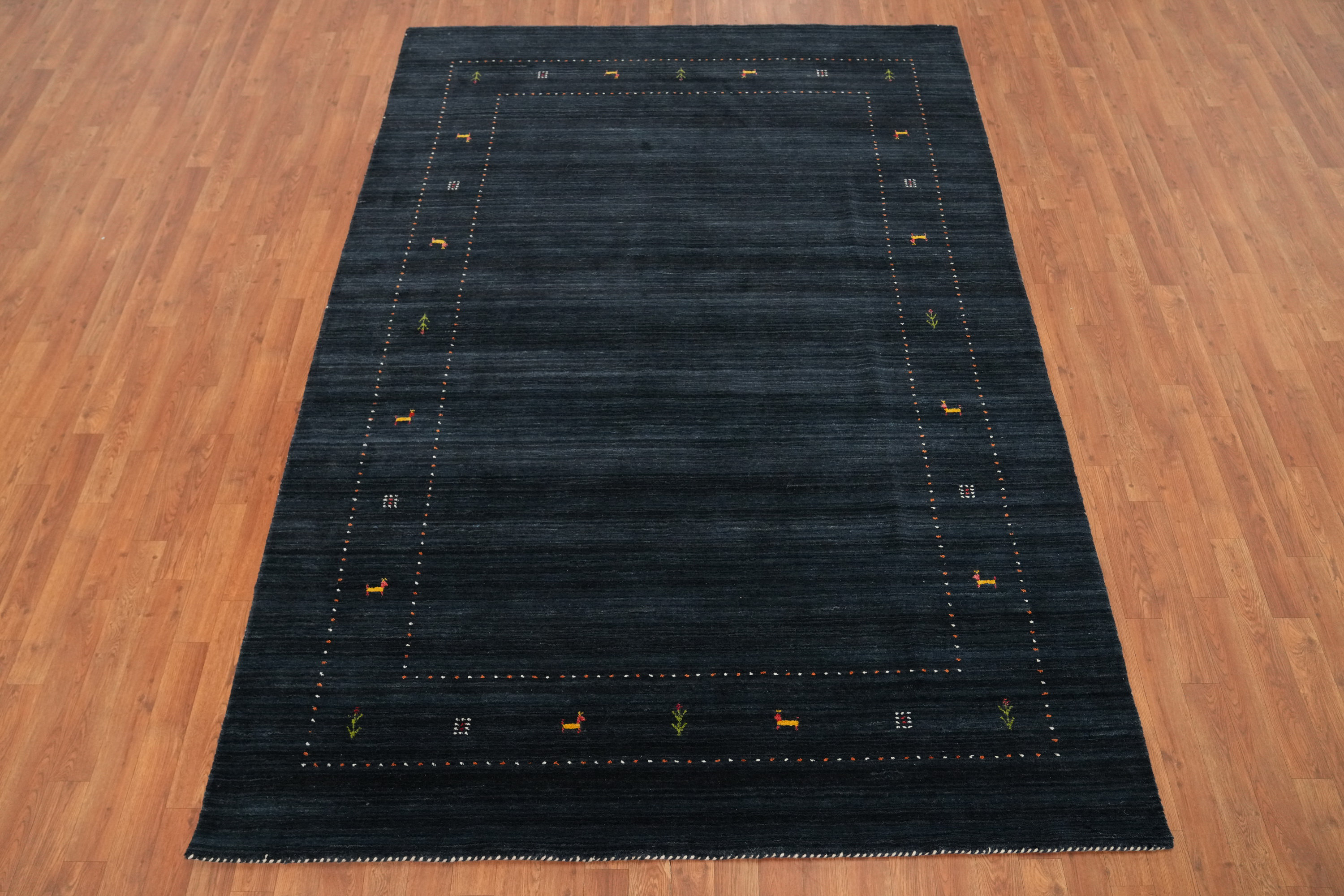 Hokku Designs Handmade Wool Gabbeh Style Area Rug 6x9 with Minimalist ...