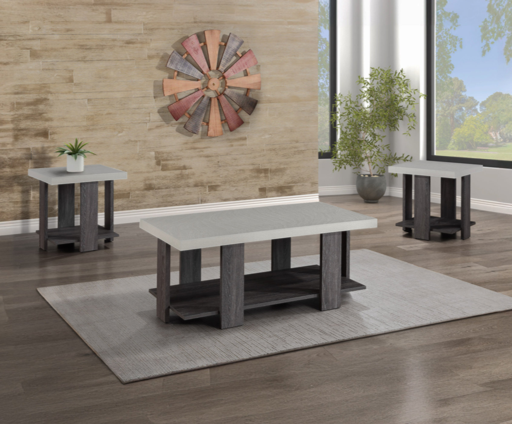 Latitude Run® 3-Piece Cocktail Set Wooden Table Top Coffee Table Two ...