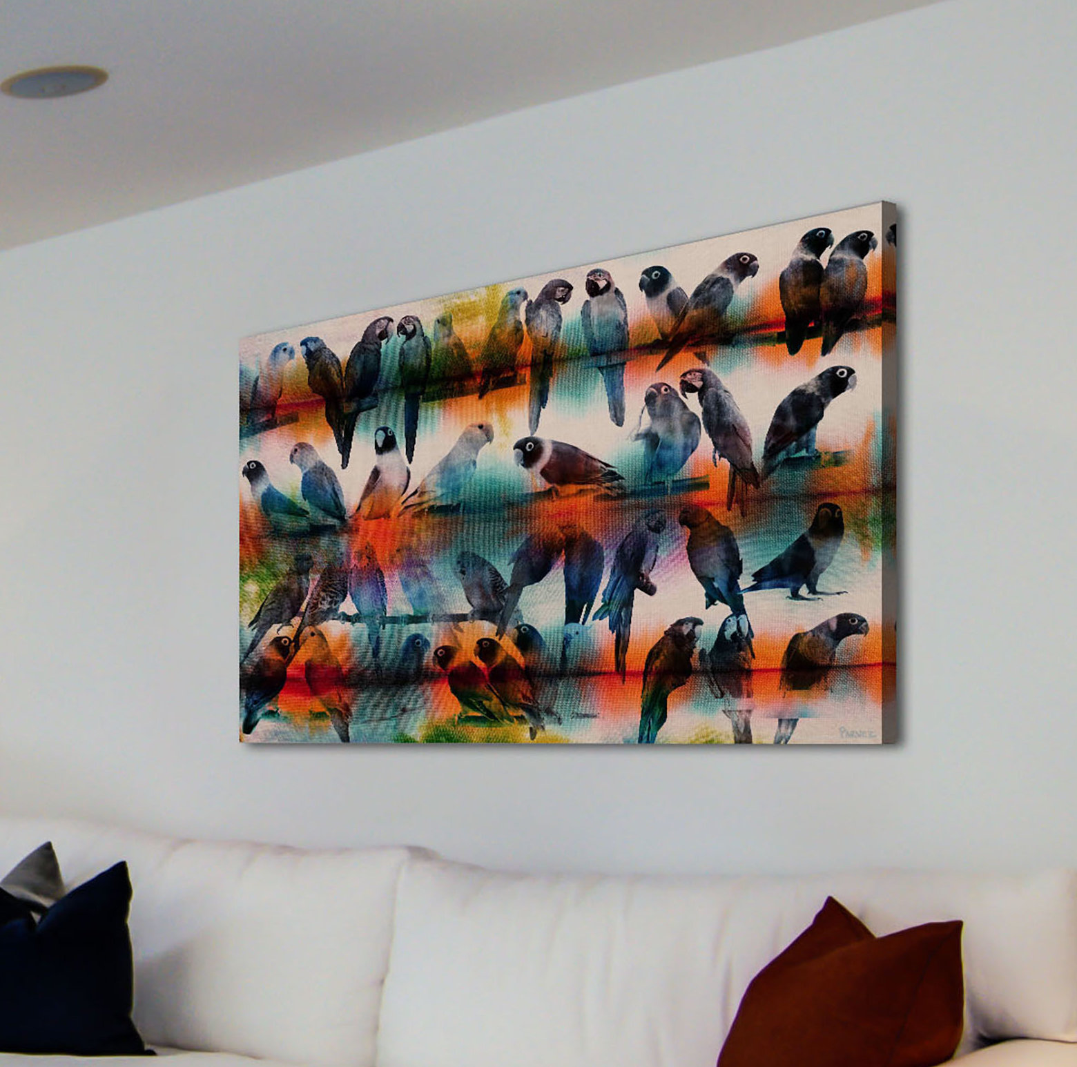Parvez Taj 'Chatty Birds' by Parvez Taj - Wrapped Cavas Watercolor ...