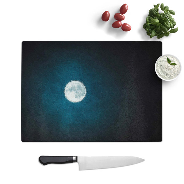 East Urban Home Tempered Glass The Full Moon at Midnight Chopping Board ...