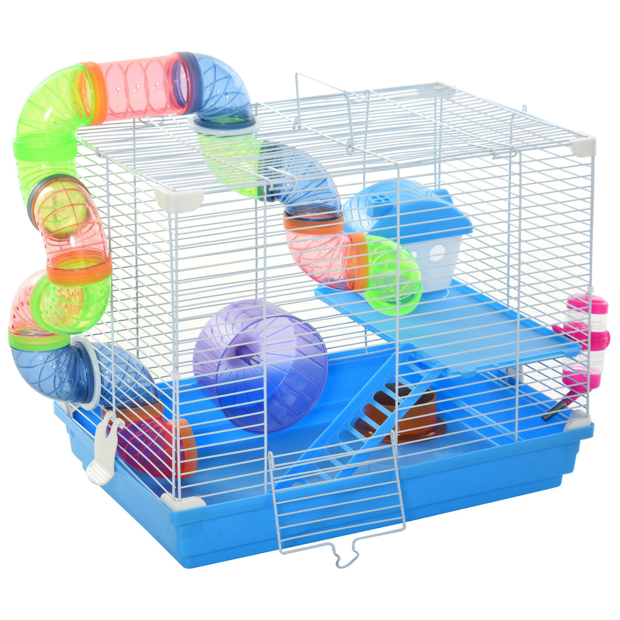 Ebern Designs 18" 2-Tier Hamster Cage With Wheel And Water Bottle ...