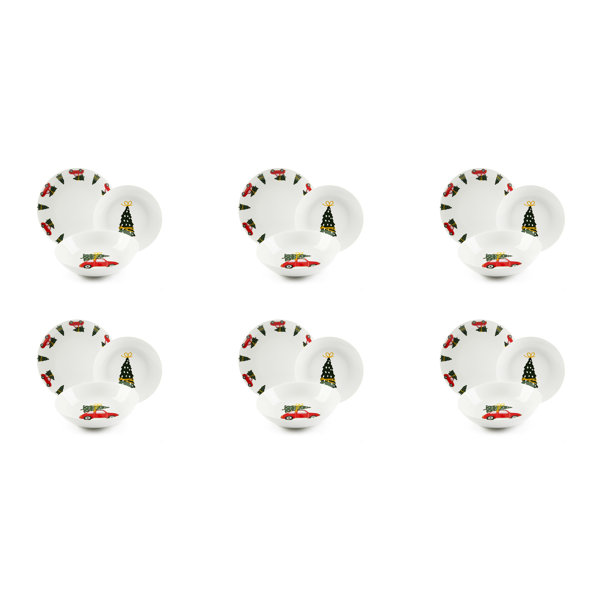 Excelsa Ready For Christmas Porcelain China Dinnerware - Set of 18 ...