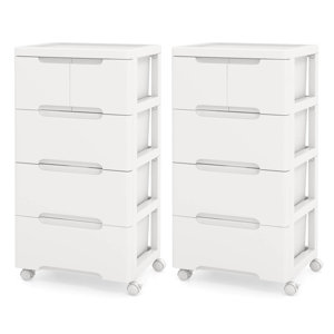 Inbox Zero 2 Pcs 5-drawer Plastic Rolling Storage Cart With 4 Universal ...