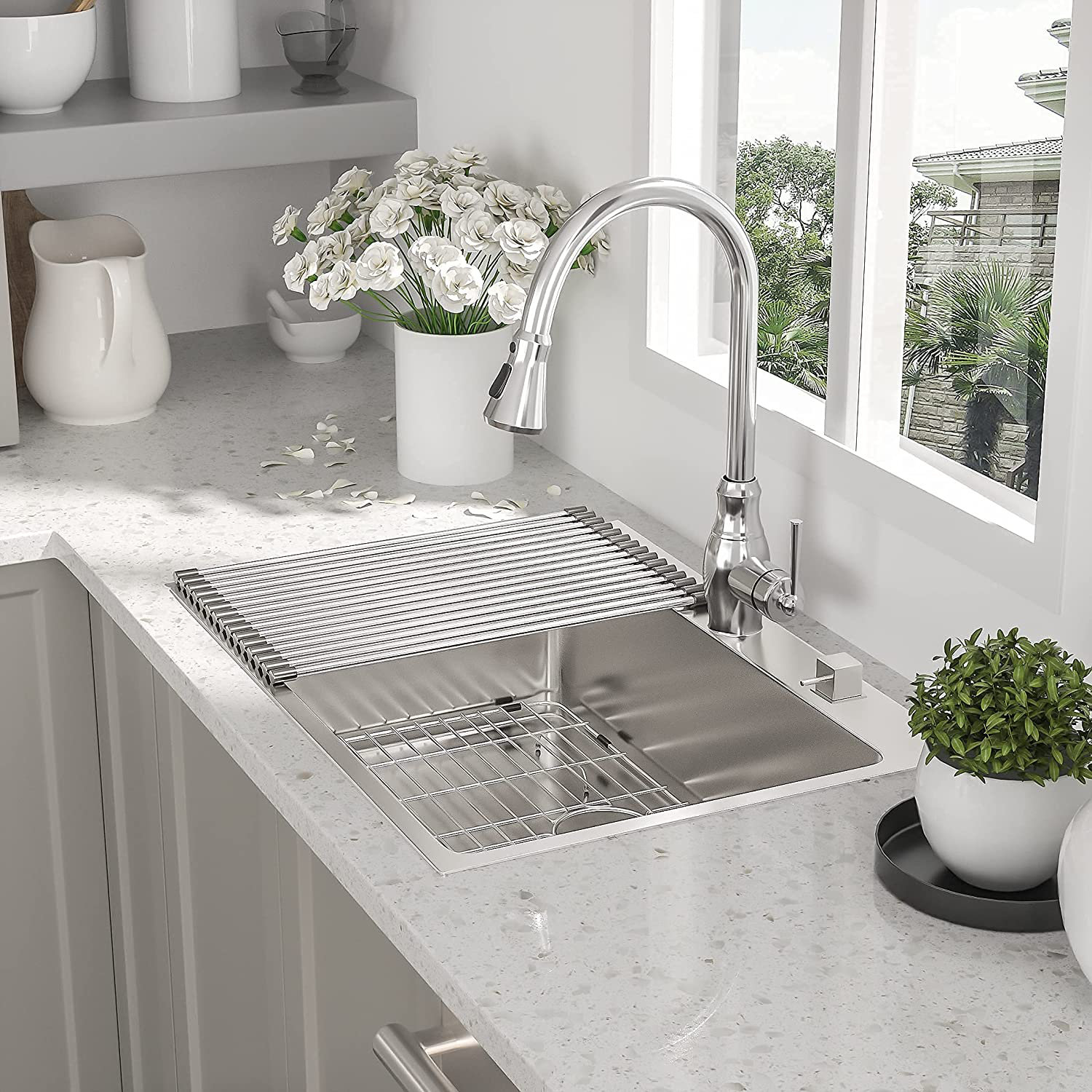 Beslend 30 L x 22 W Drop-In Kitchen Sink with Accessories | Wayfair