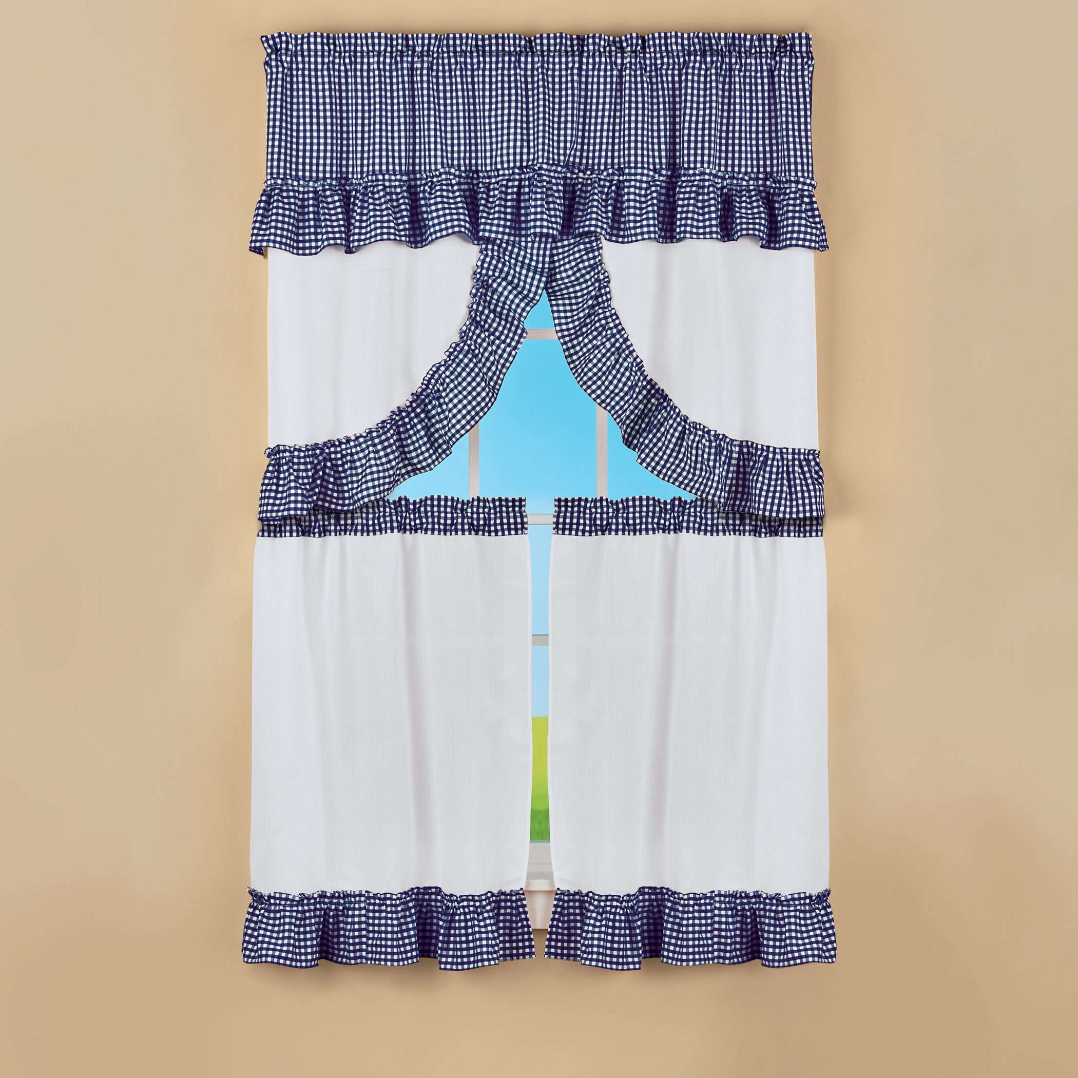 Winston Porter Kentfield Ruffled Kitchen Curtain | Wayfair