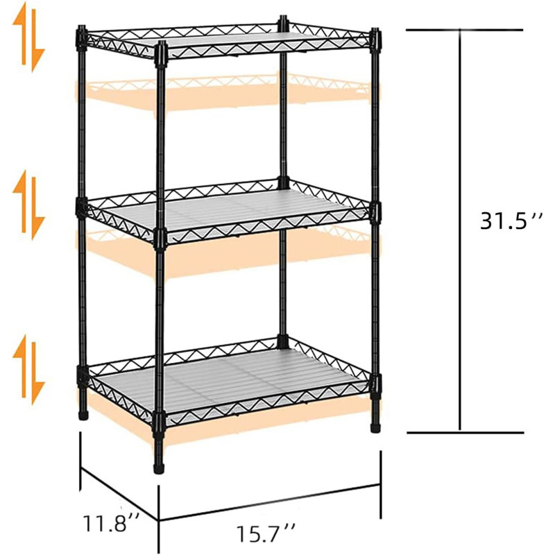 Ivy Bronx 3-tier Wire Shelving - Black | Wayfair