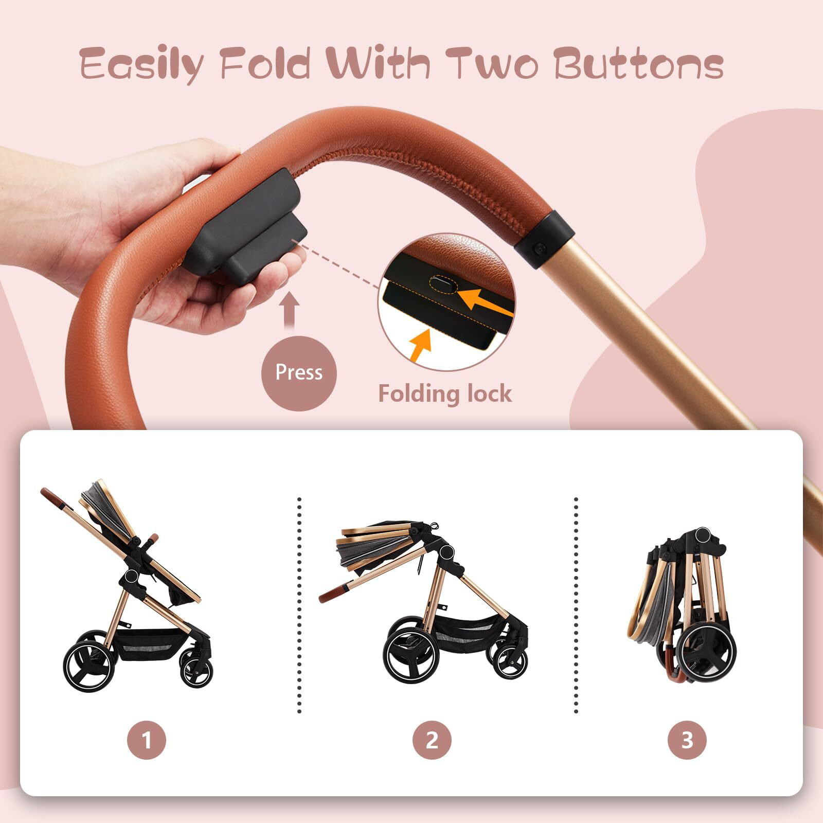 babevy Convertible Baby Stroller, 3 In 1 Reversible Bassinet Stroller ...