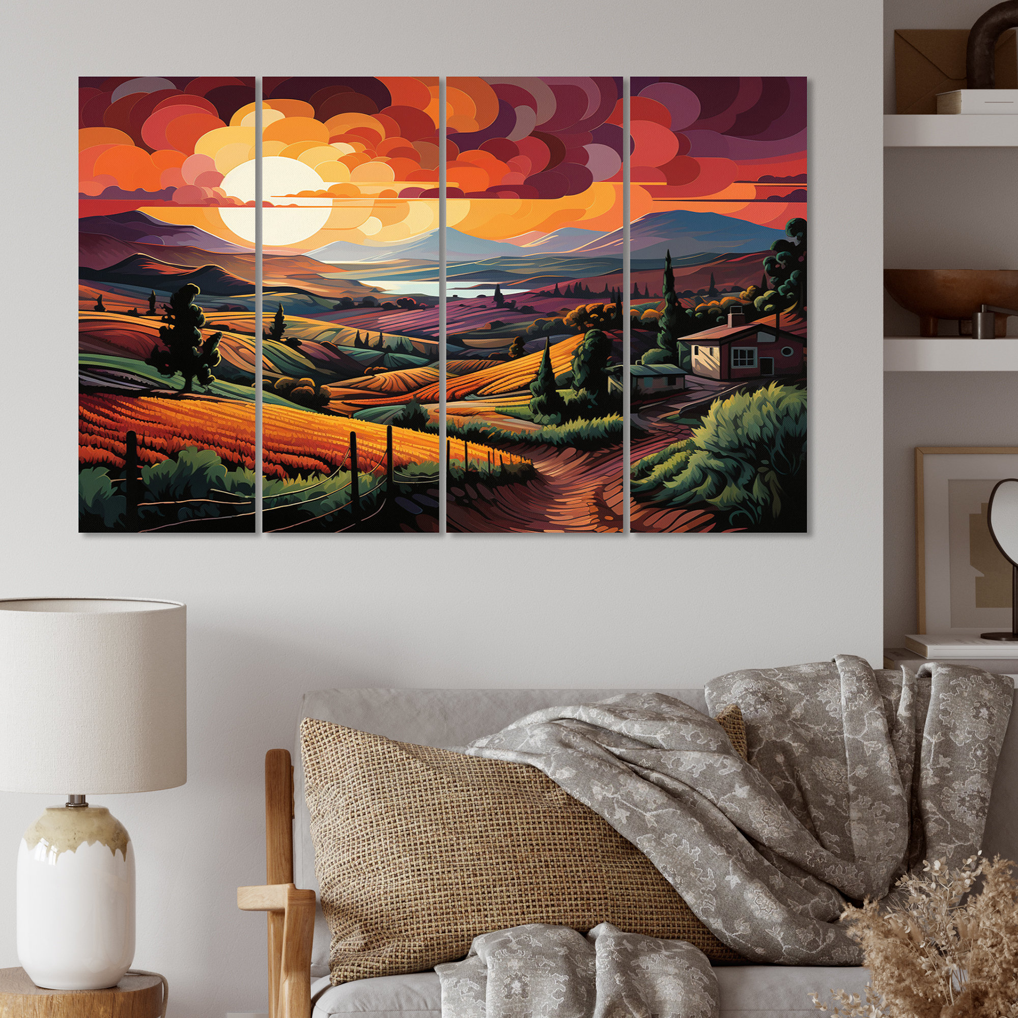 Red Barrel Studio Vineyard Sunset Rows Of Ruby Landscape III ...
