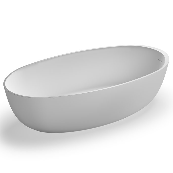 Ruvati 66-inch Matte White epiStone Solid Surface Oval Freestanding ...