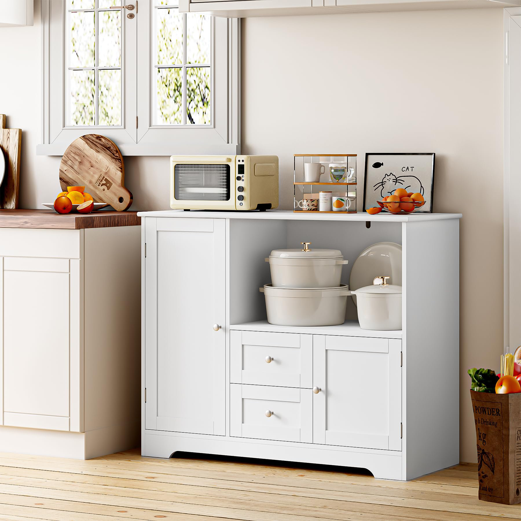 Red Barrel Studio Kitchen Storage Cabinet with Door Shelf, Drawers and ...