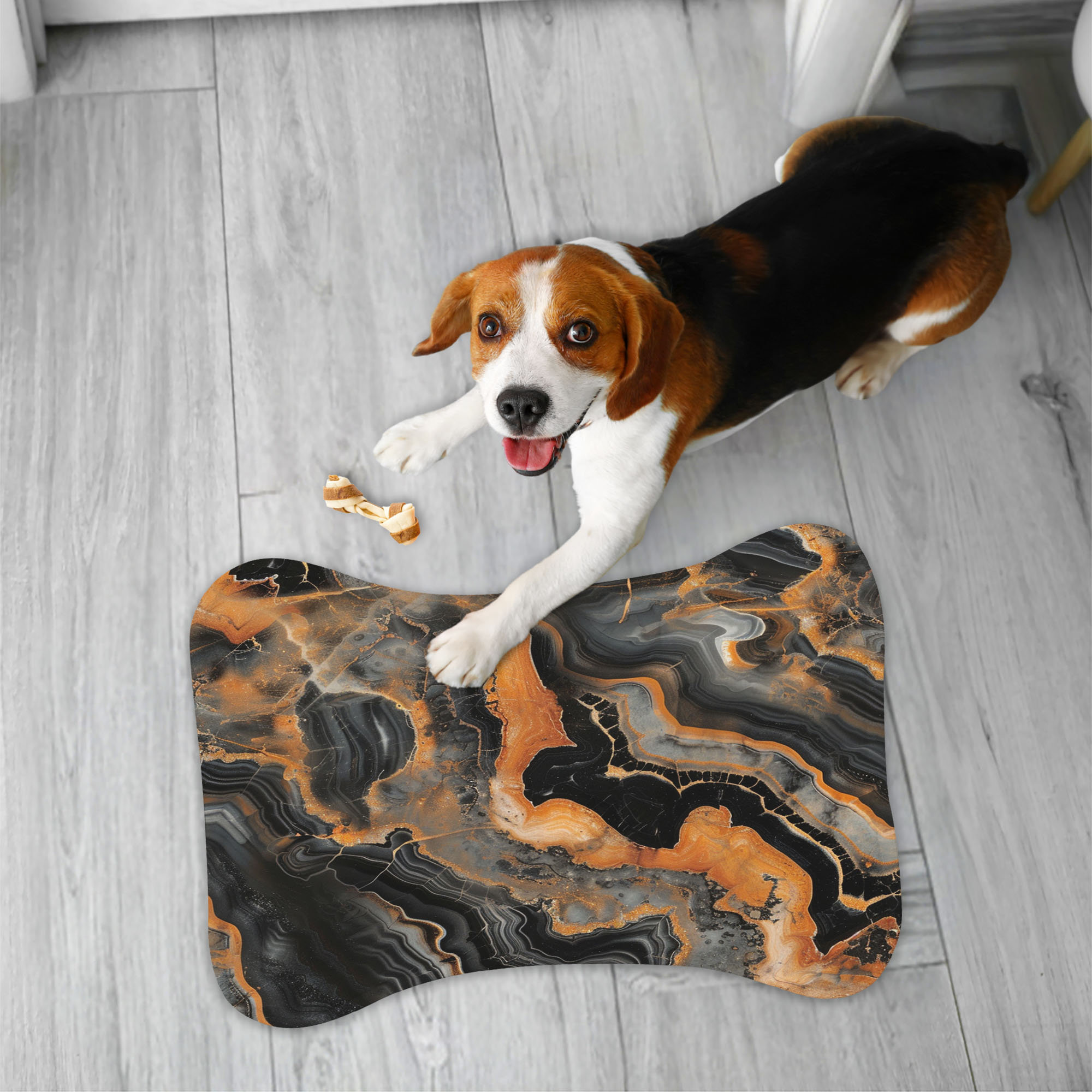 MentionedYou Black and Flame Marble - 1 Piece Bone Shape Feeding Mat ...