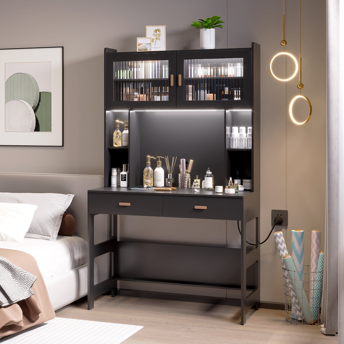 Wrought Studio™ Berwaldt 40" W Rectangle Computer Desk with Hutch and ...