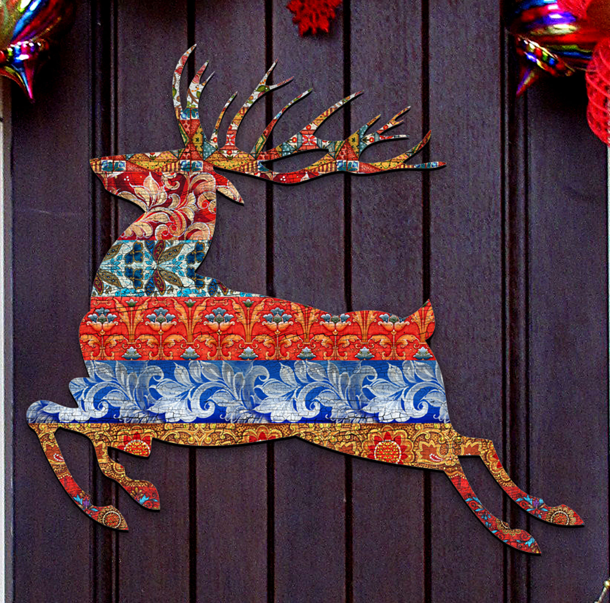 The Holiday Aisle® Tiburon Country Quilted Reindeer Door Hanger ...