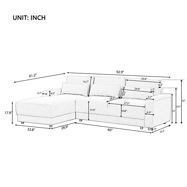 Latitude Run® L-Shaped Modular Sectional Sofa With Removable Back ...