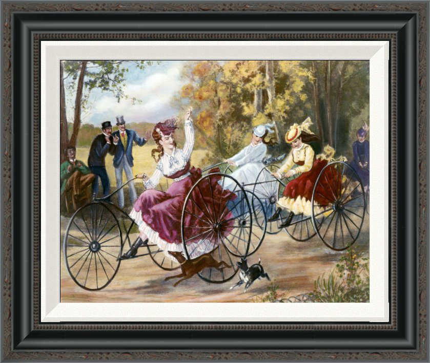 Global Gallery Tricyclists in the Park by Henry Bell - Picture Frame ...