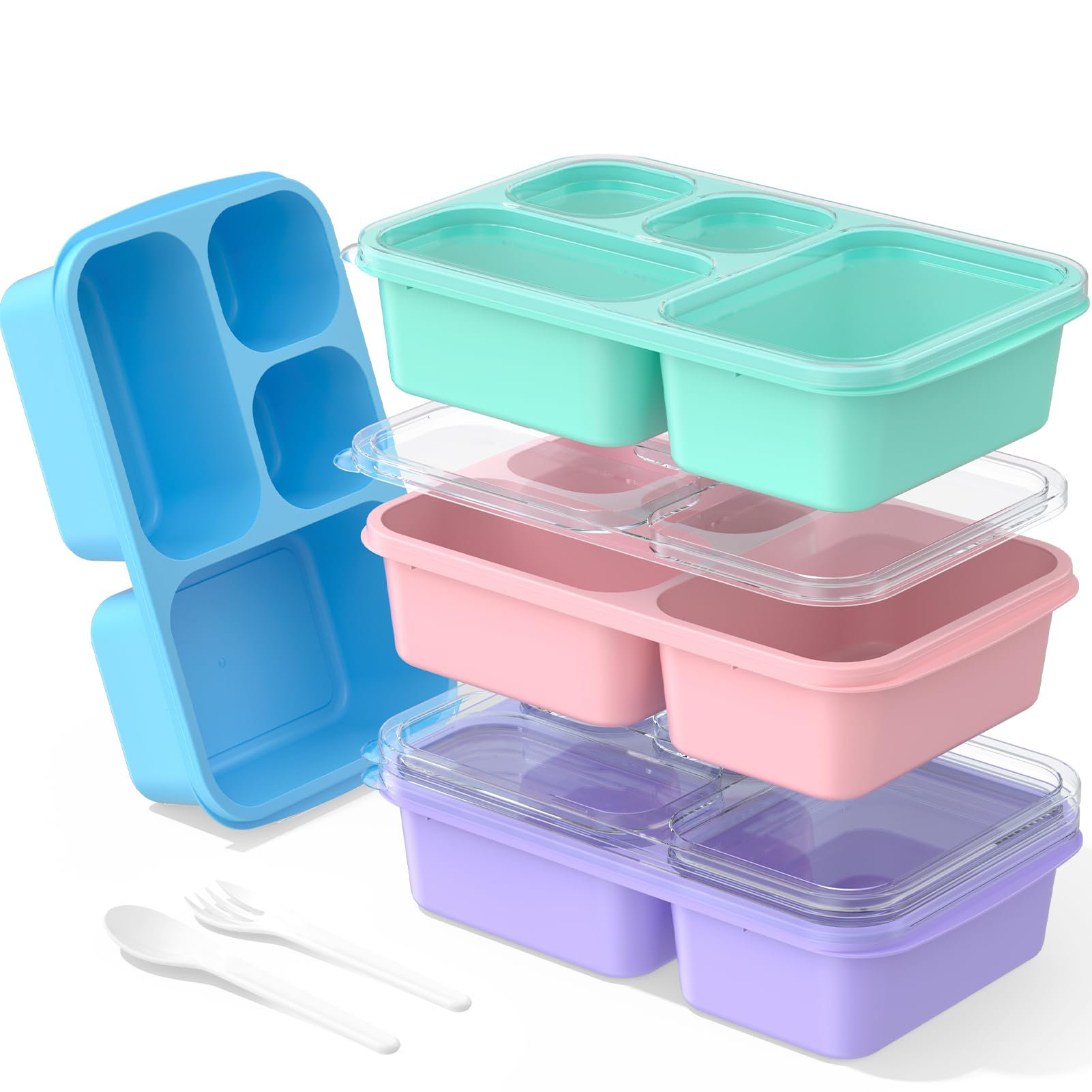 Prep & Savour 4-Pack Bento Box for Adults – 5-Compartment Meal Prep ...