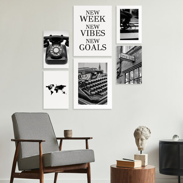 Happy Larry Black and white poster set with 6 unframed posters | Wayfair.ie
