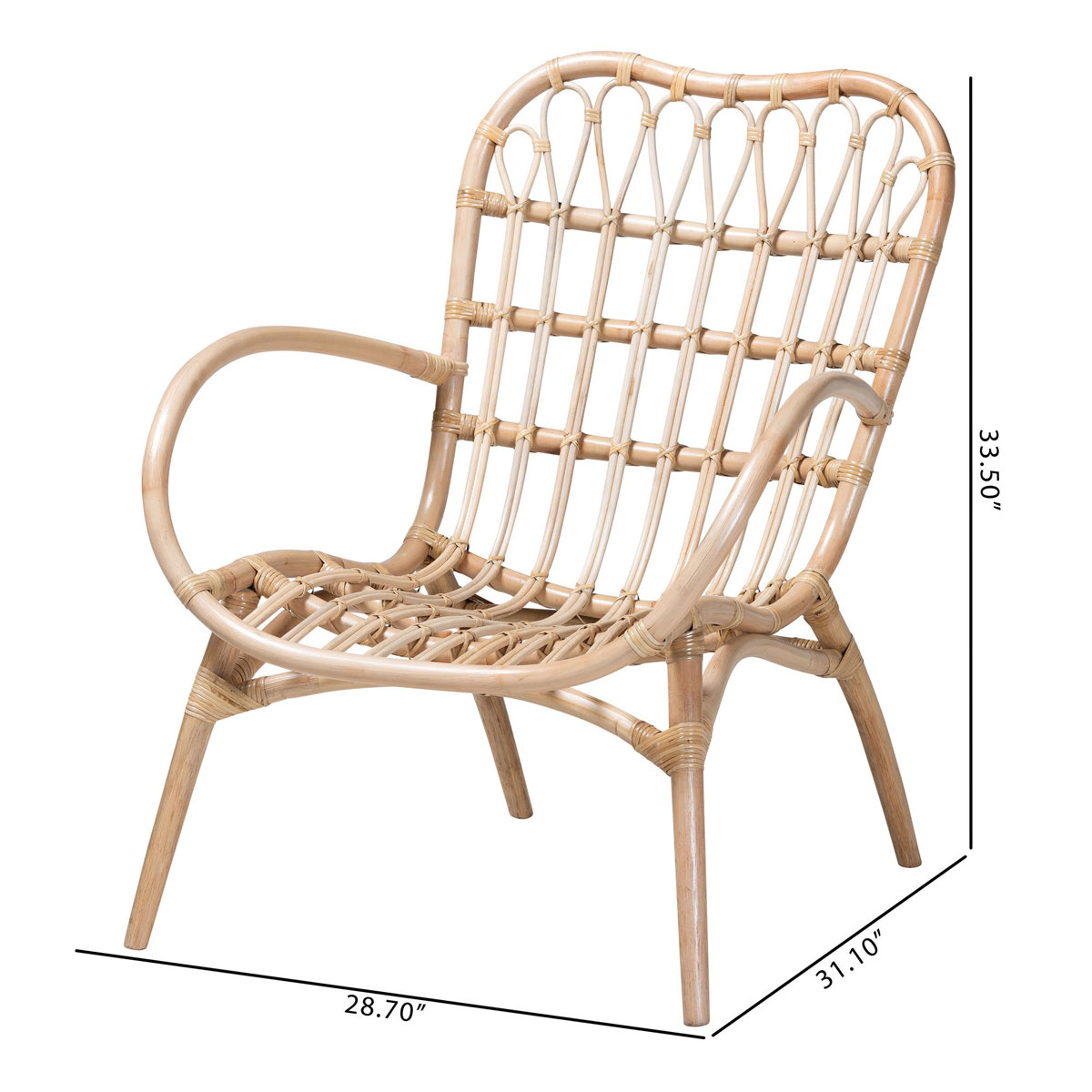 Bay Isle Home™ Rollison 28.7'' Wide Rattan Armchair | Wayfair