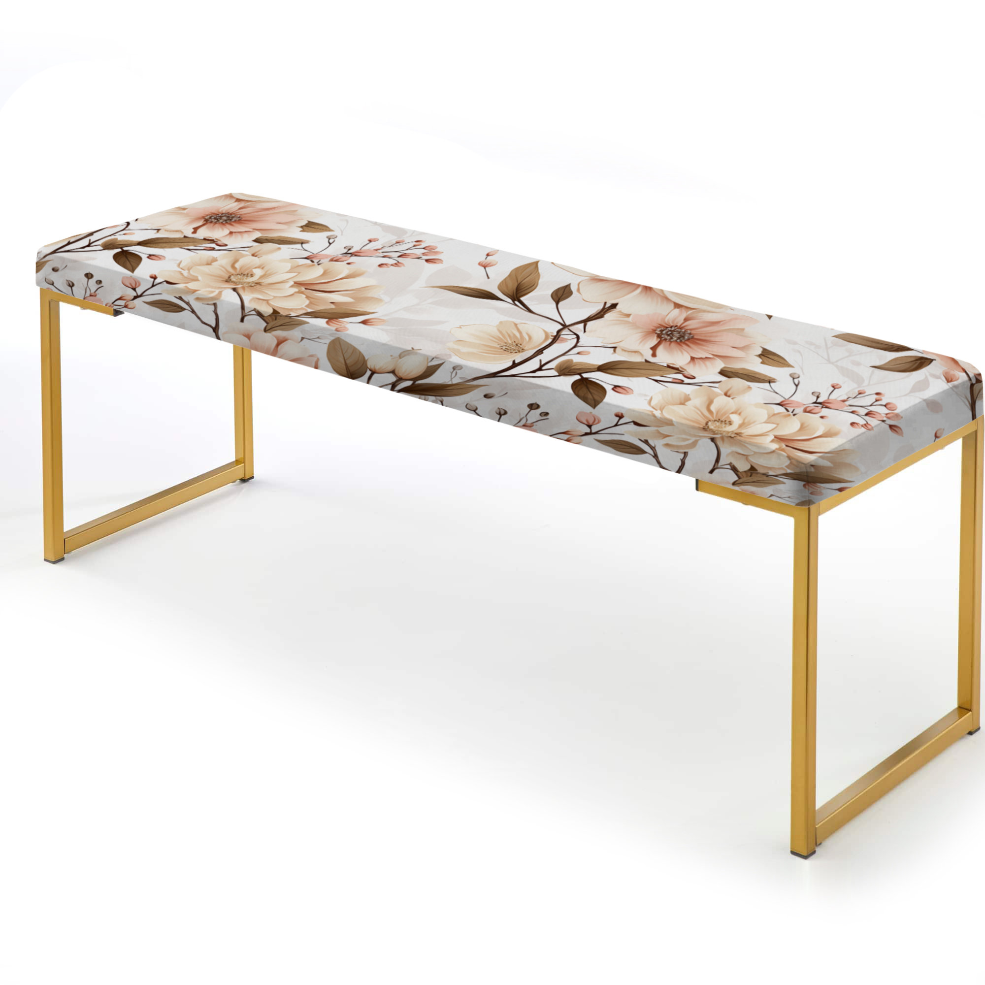 Design Art Antique Garden I - Plants Upholstered Gold Bench | Wayfair