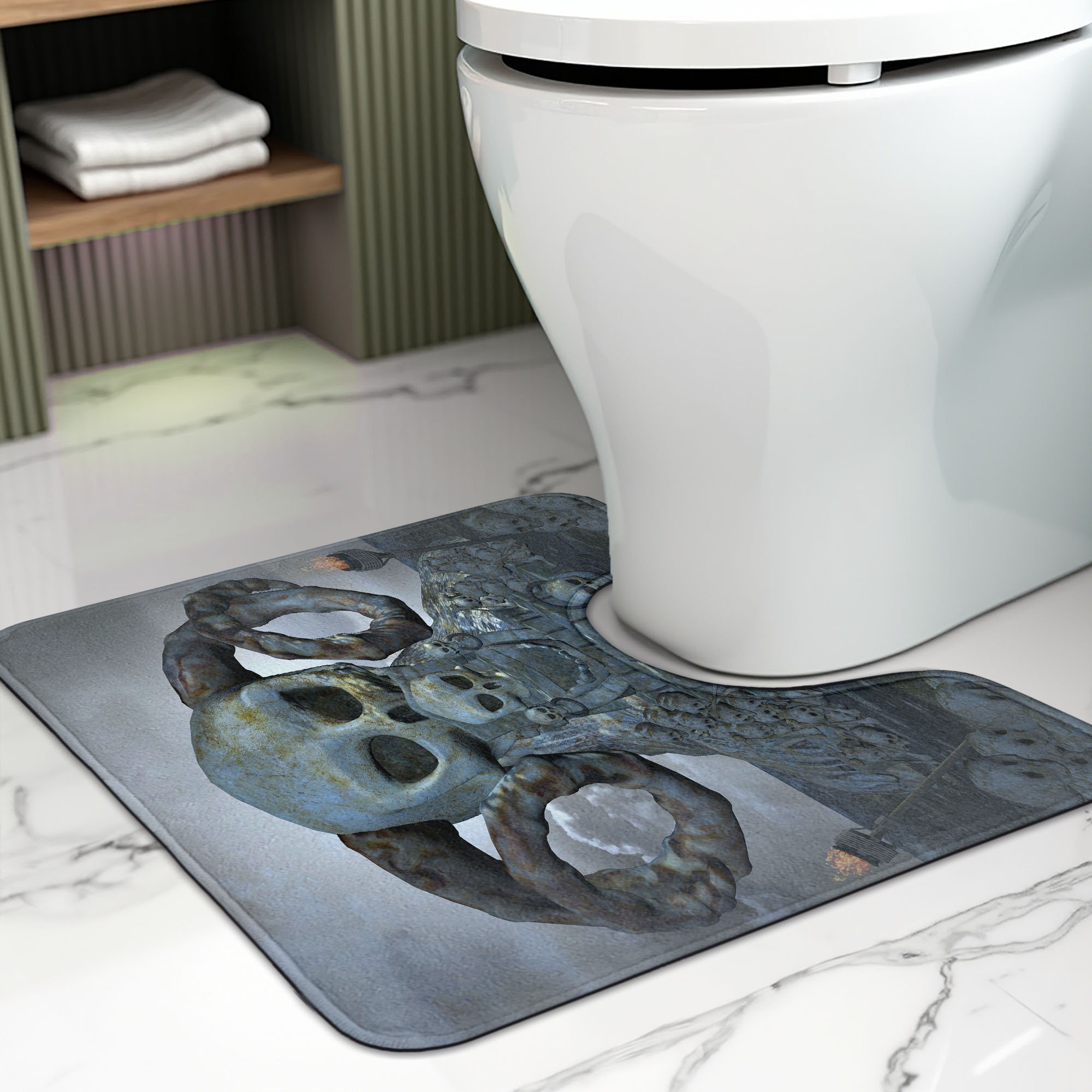 Dakota Fields Skull Toilet Mat U-Shape Bathroom Rug 20" x 16" Bluegrey ...