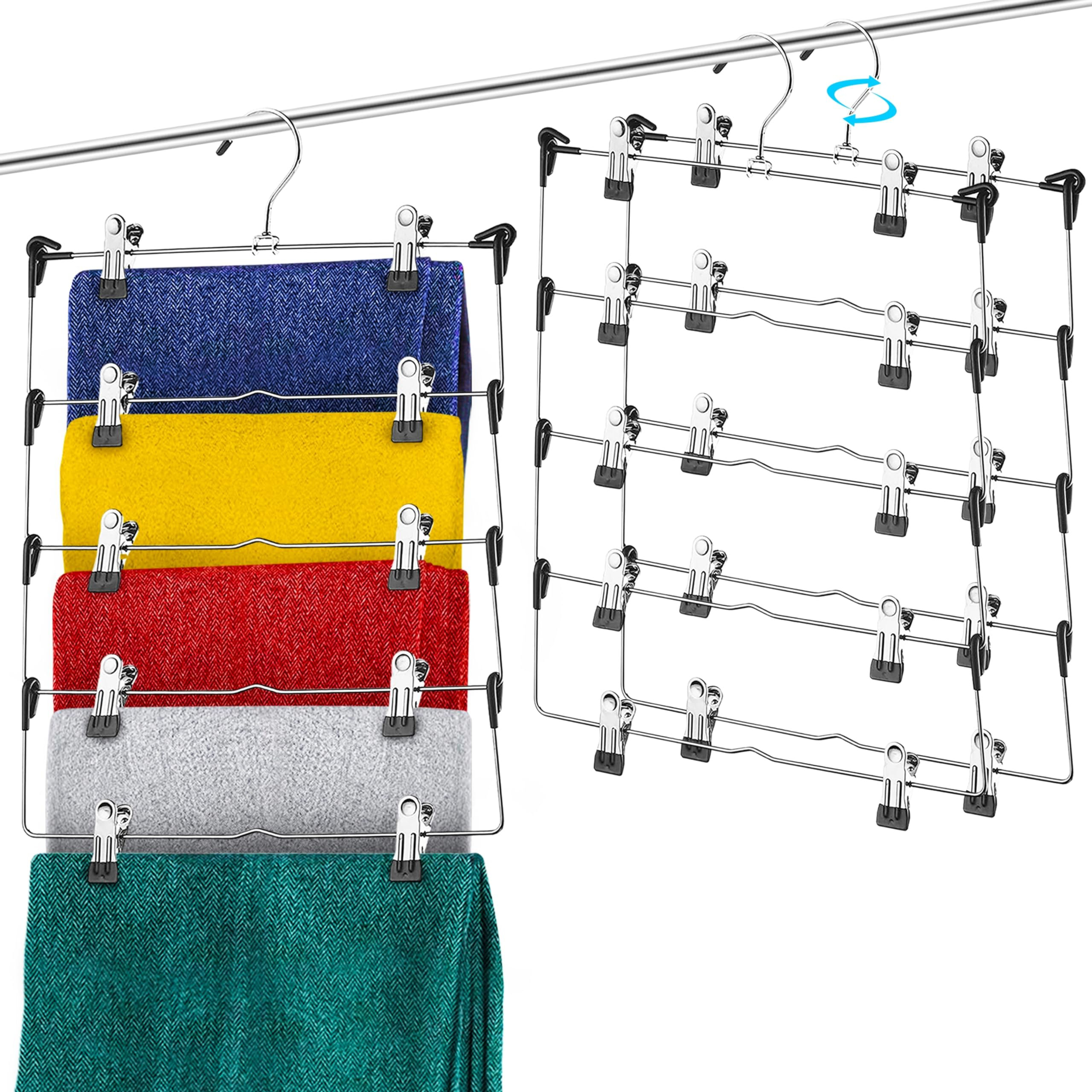 Rebrilliant 5-Tier Skirt Hangers With Clips Pant Hangers Space Saving ...